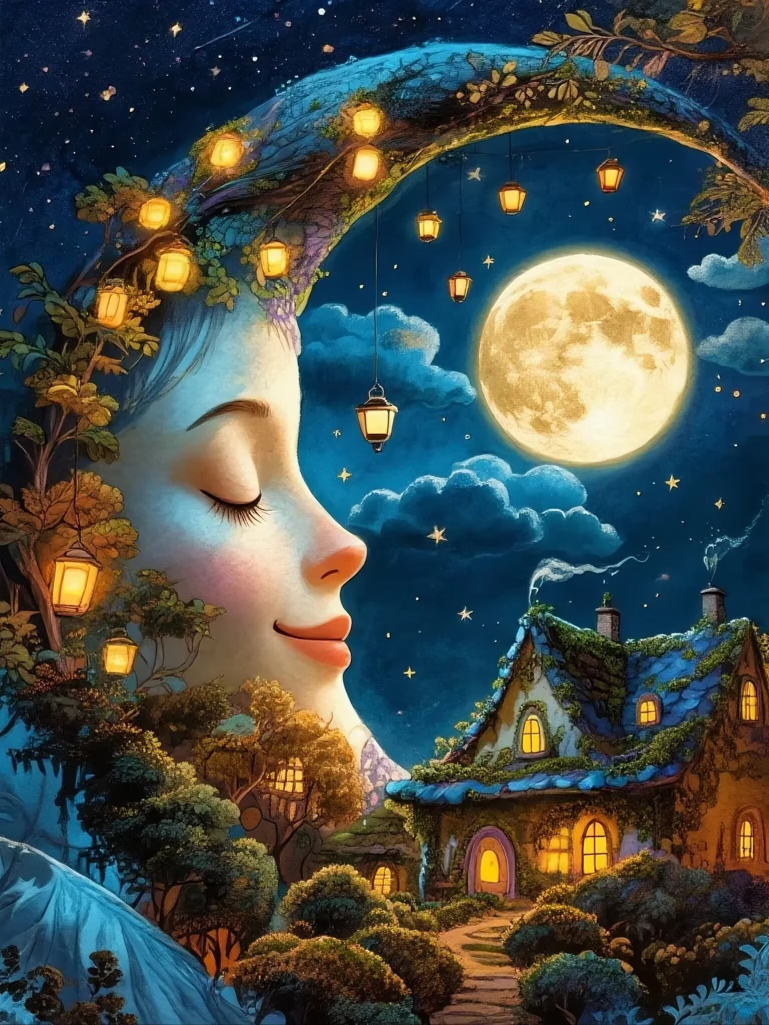 Jigsaw Puzzles 70 Piece For Adults Moon Wall Art Fairy Treehouse Wooden ...
