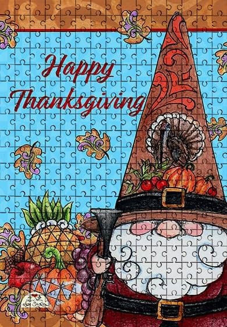 Jigsaw Puzzles for Adults 1000 Pieces Happy Thanksgiving Gnome Wooden ...