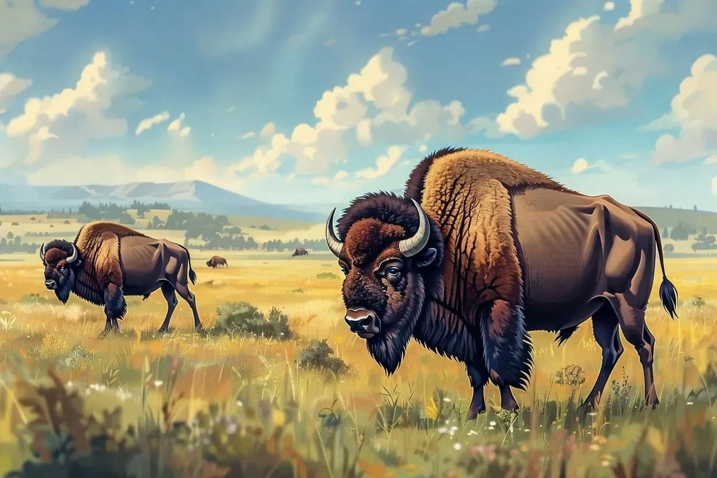 Jigsaw Puzzles for Adults 500 Pieces Bison Roaming The Prairie Anime ...