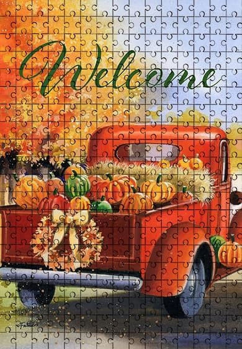 Jigsaw Puzzles for Adults 500 Pieces Fall Red Truck Wooden Puzzle ...