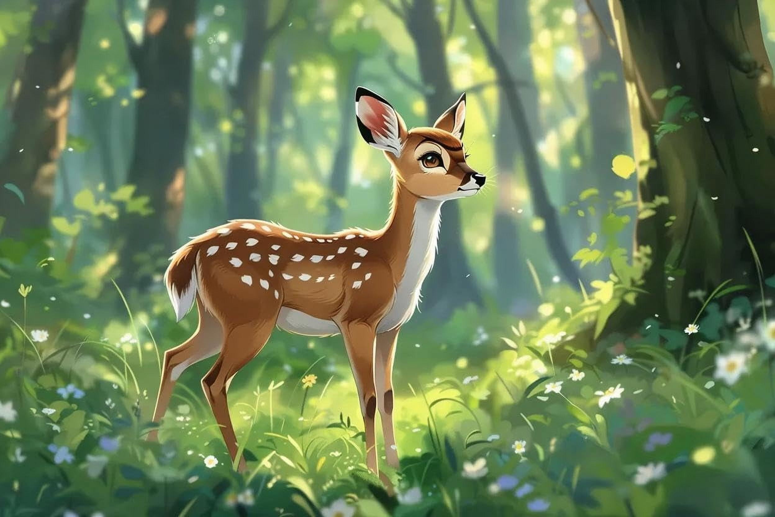 Jigsaw Puzzles for Adults 500 Pieces Forest Fawn in The Meadow Anime ...