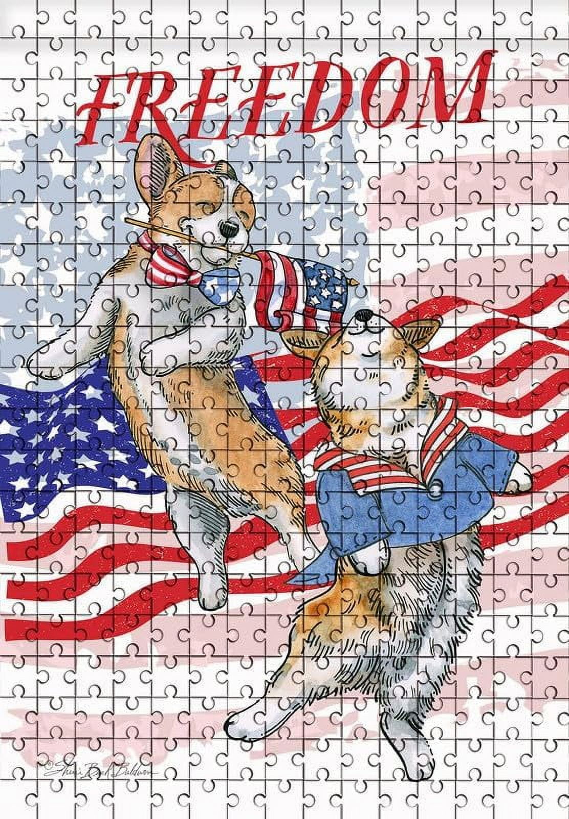 Jigsaw Puzzles for Adults 500 Pieces Freedom Corgi Wooden Puzzle ...