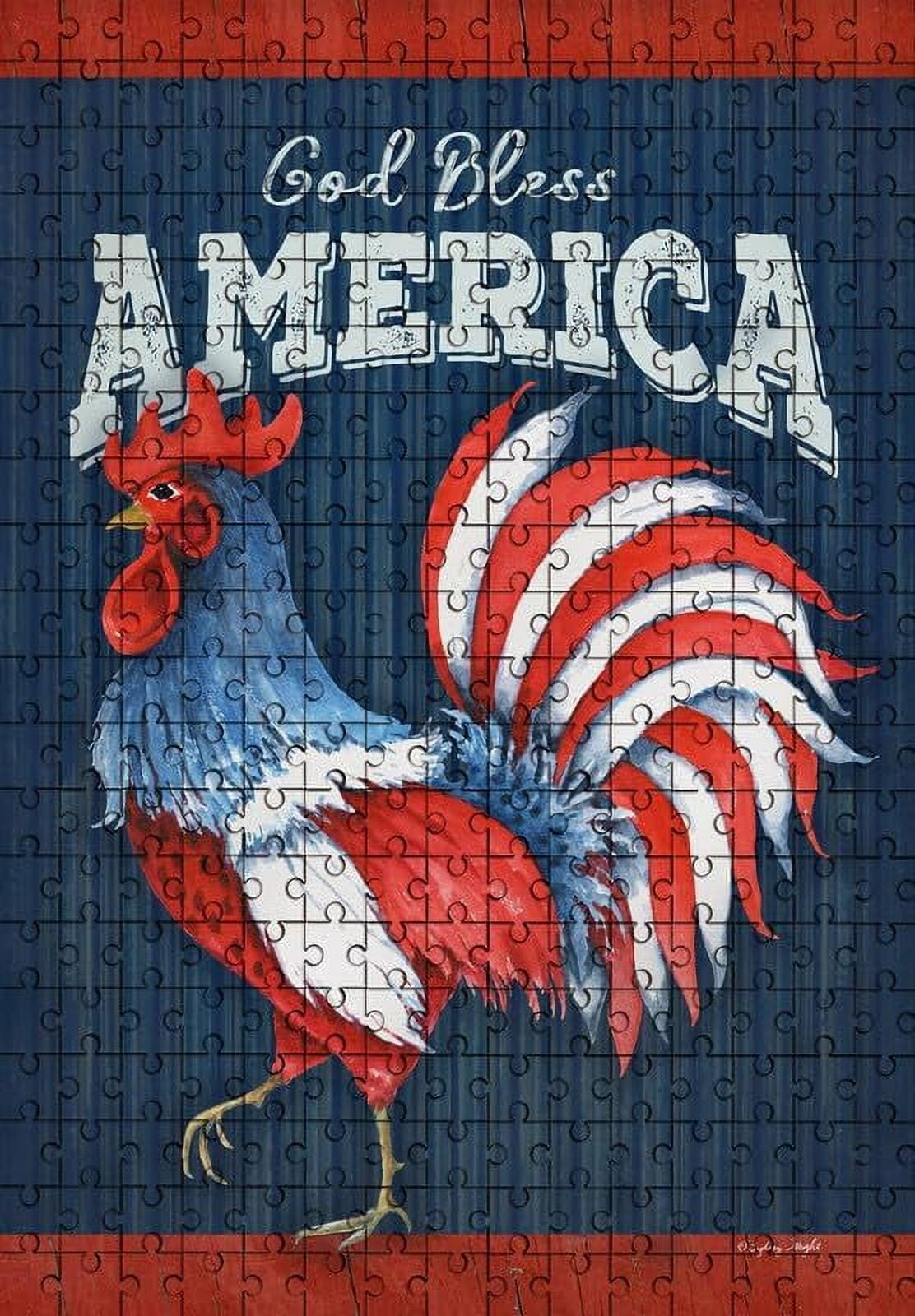 Jigsaw Puzzles for Adults 500 Pieces God Bless America Rooster Wooden ...