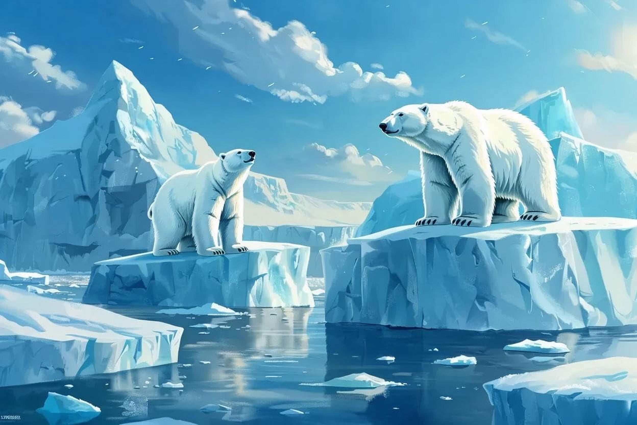 Jigsaw Puzzles for Adults 500 Pieces Polar Bears On Icebergs Anime Art ...