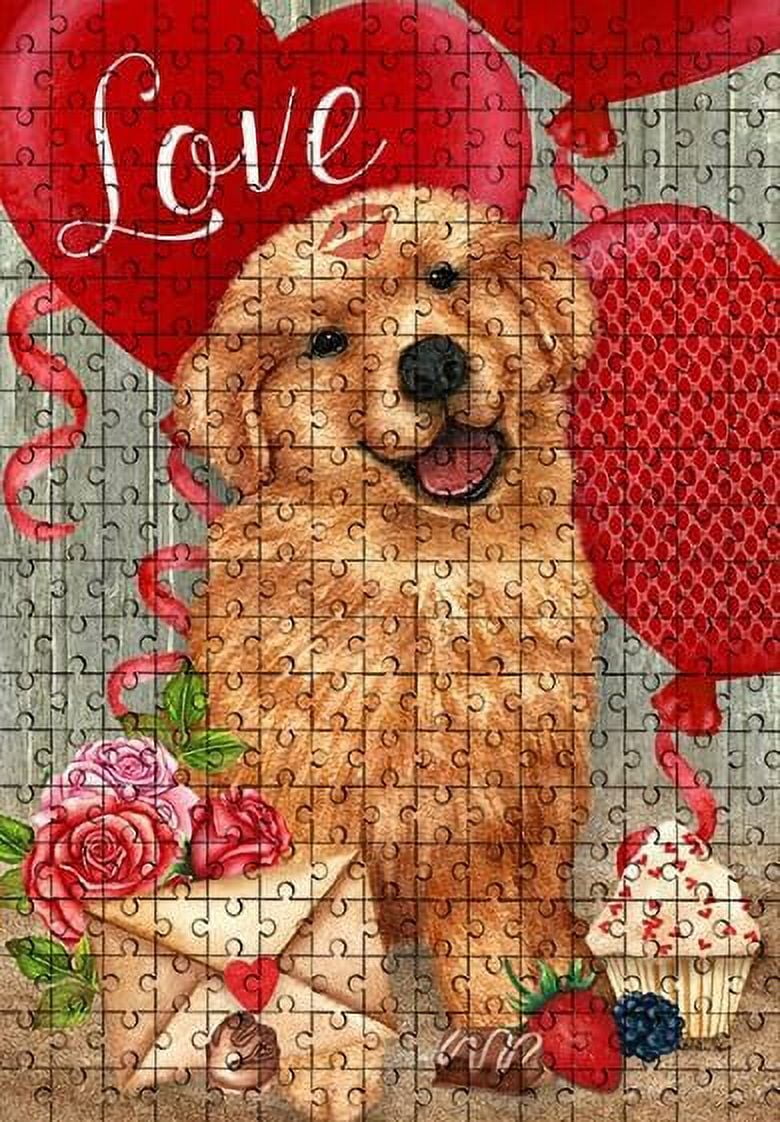 Jigsaw Puzzles for Adults 500 Pieces Valentine Puppy Wooden Puzzle ...