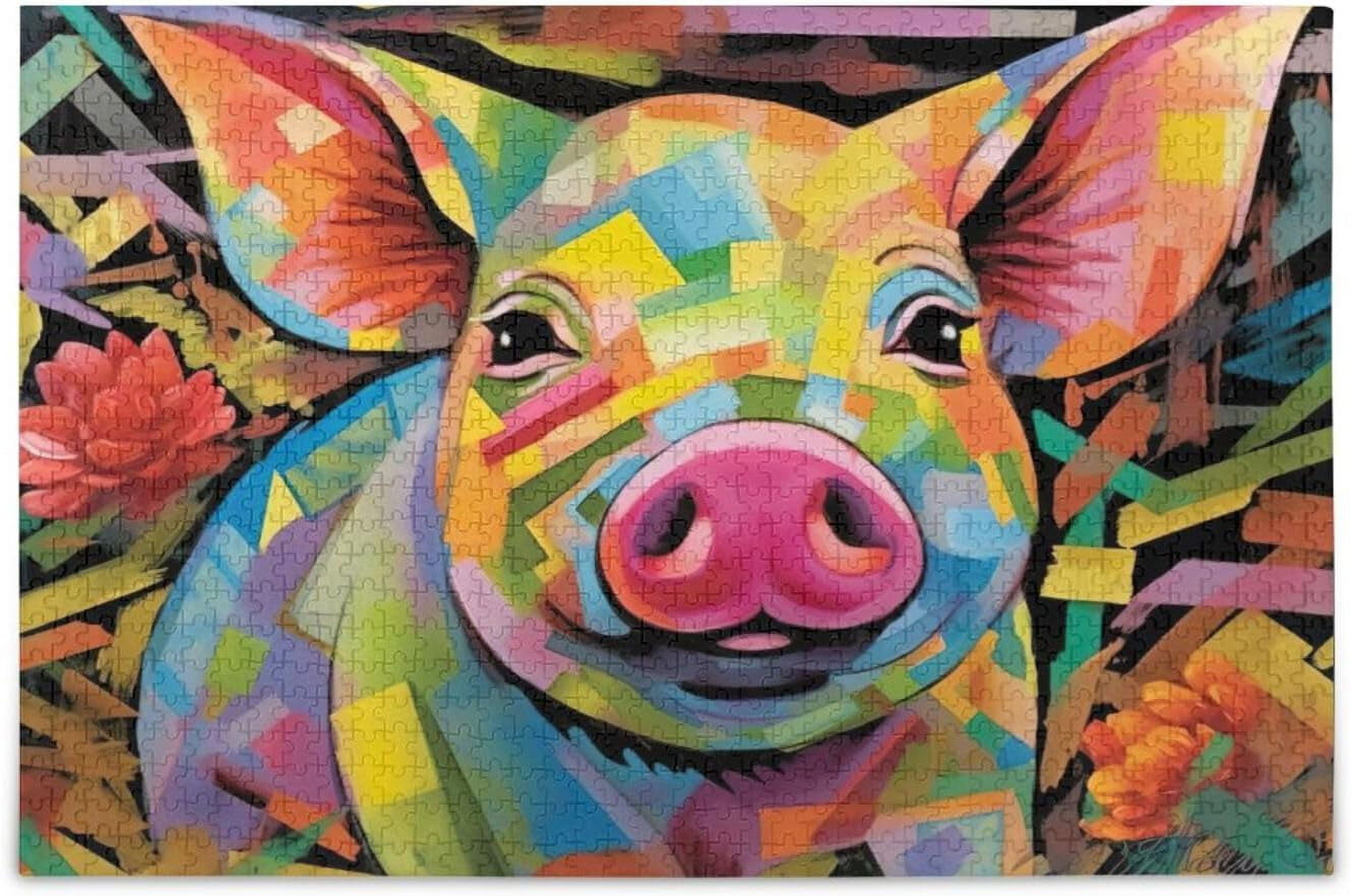 Jigsaw Puzzles for Adults or Kids 1000 Piece,Cute Colorful Piggy ...