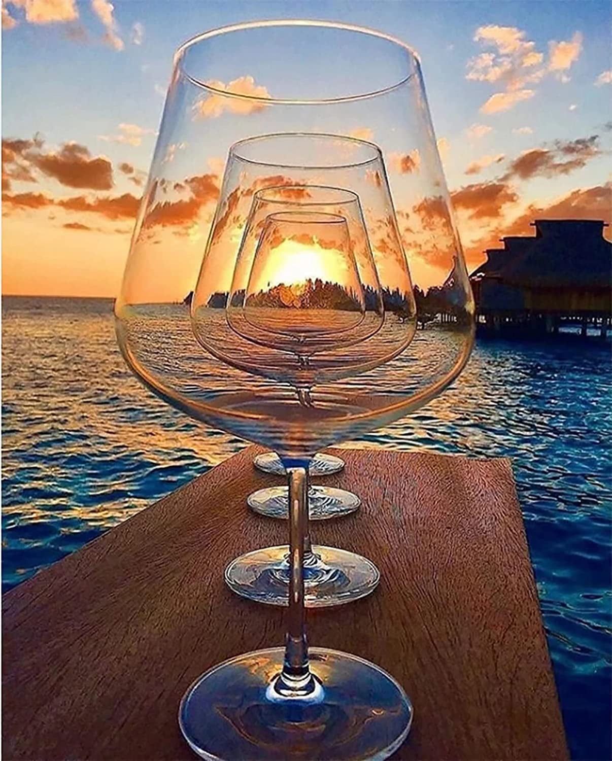 Jigsaw Puzzles for Adults Puzzle-Sunset Wine Glasses-500 Piece Jigsaw ...