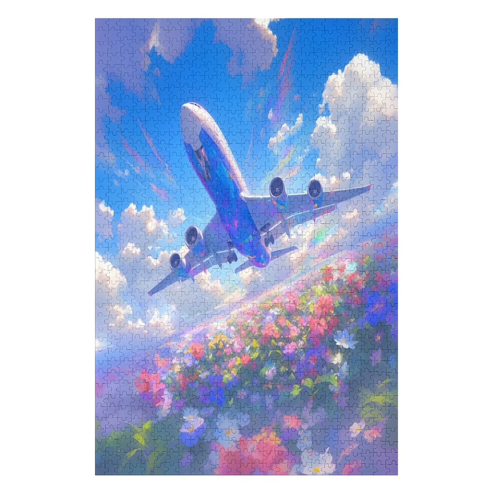 Jigsaw Puzzles - An Airplane Soaring over A Vibrant Field of Colorful ...