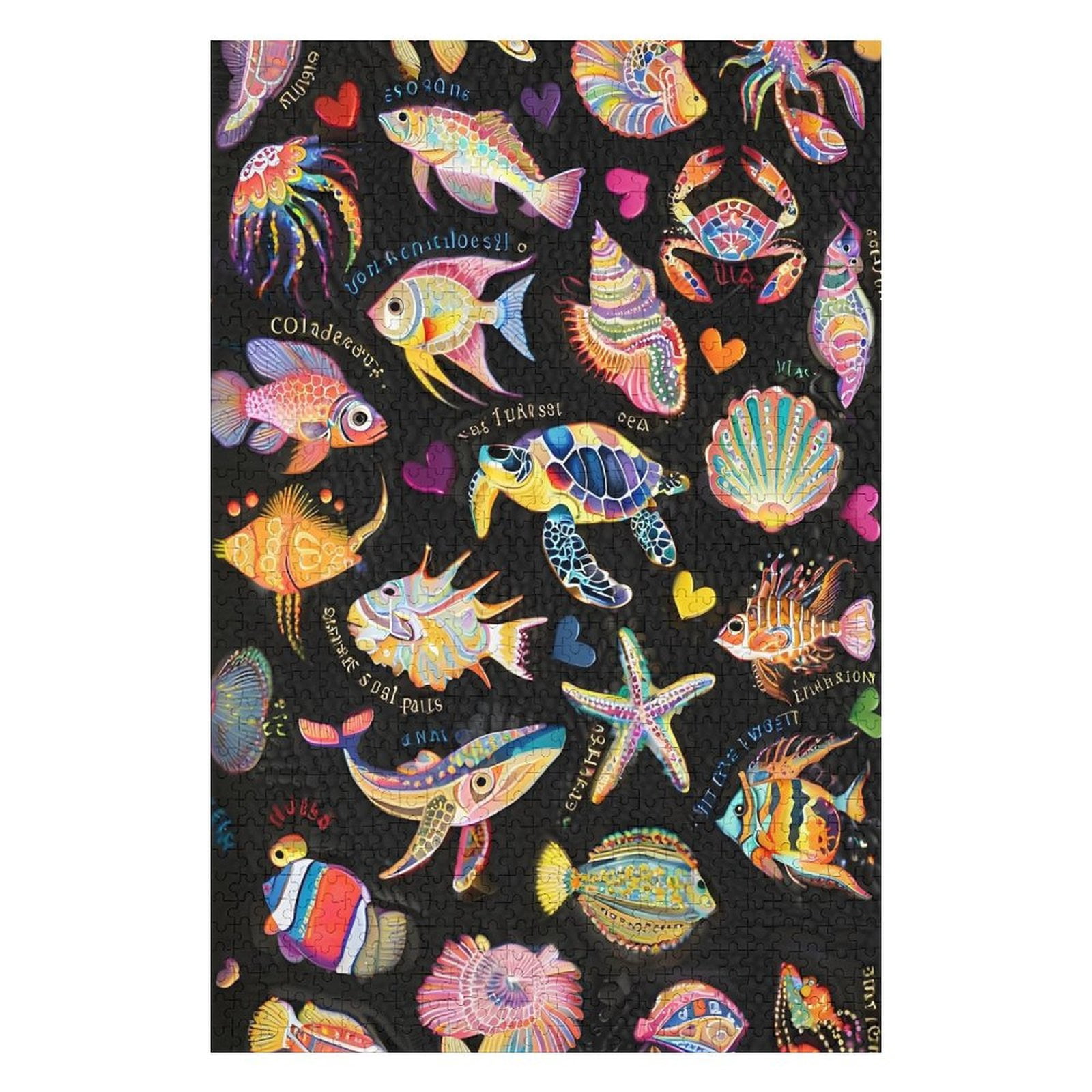 Jigsaw Puzzles - Array of Colorful Marine Creatures Like Fish, Turtles ...