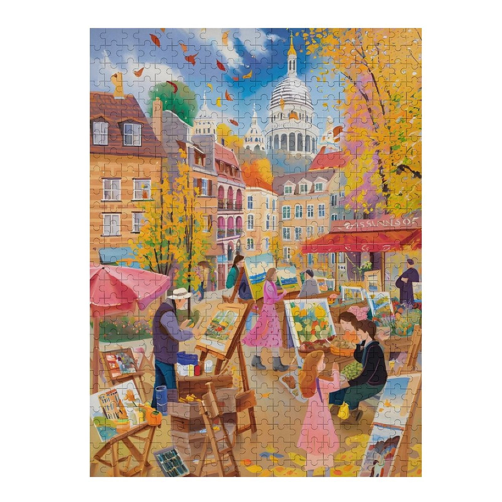 Jigsaw Puzzles - Autumn Street Scene with Artists Painting, Colorful ...