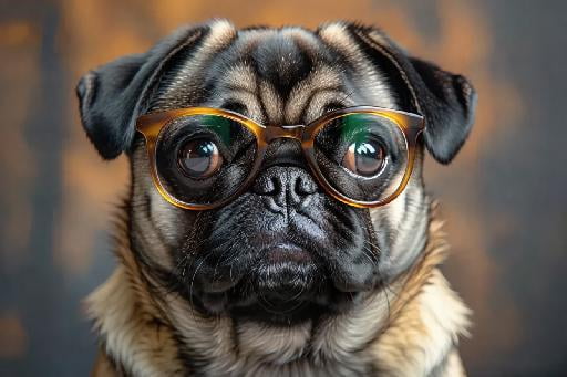 Jigsaw Puzzles Black Pug with Glasses Animals Wooden Puzzles for Adults ...