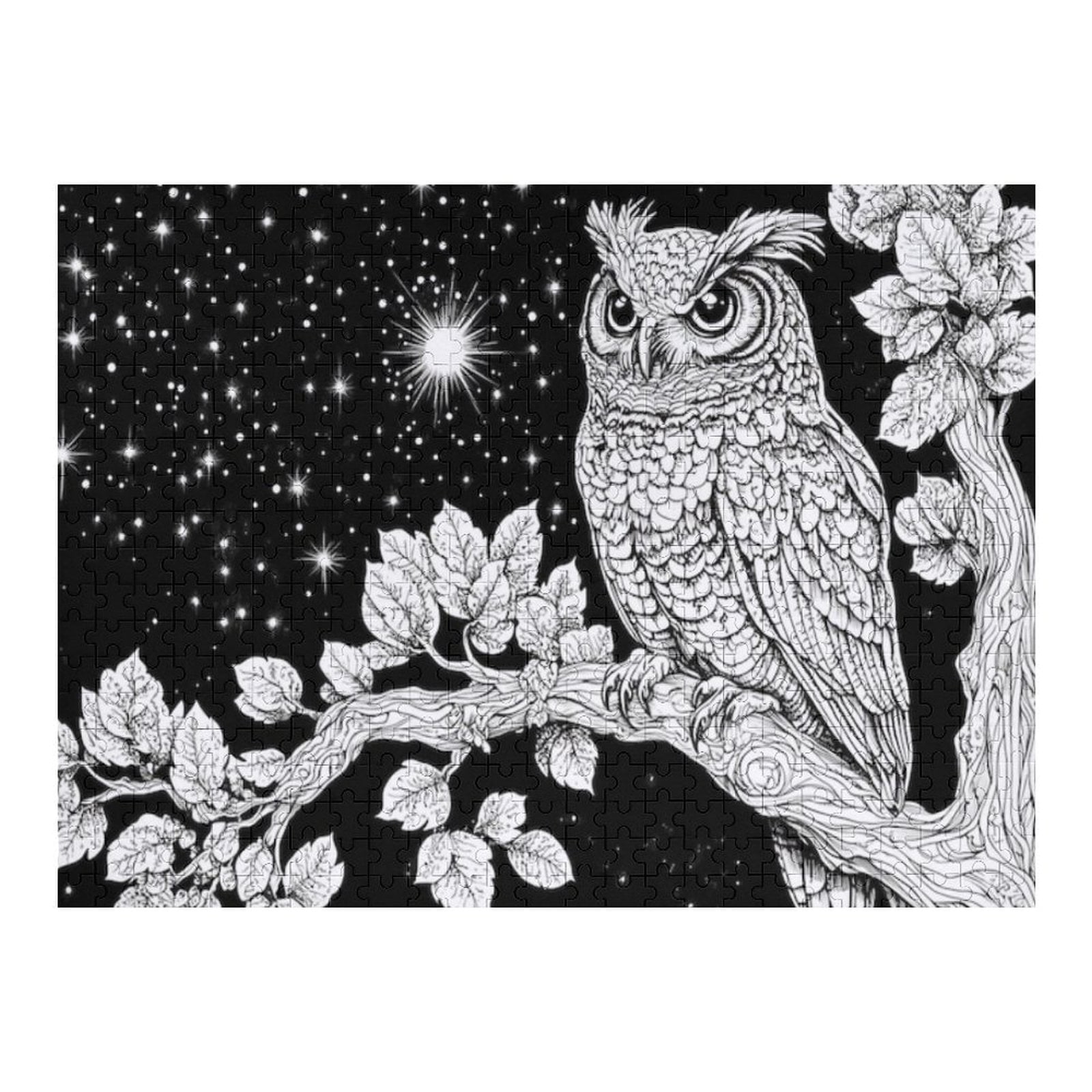 Jigsaw Puzzles - A Black - And - White, Intricately Detailed Owl on A ...