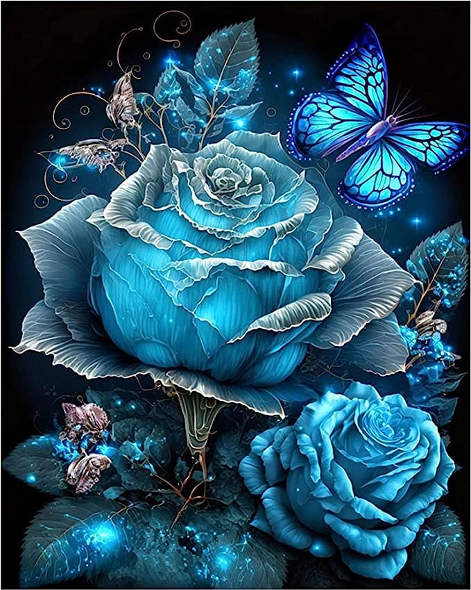 Jigsaw Puzzles Blue Rose Butterfly 500 Piece Jigsaw Puzzle challenging ...