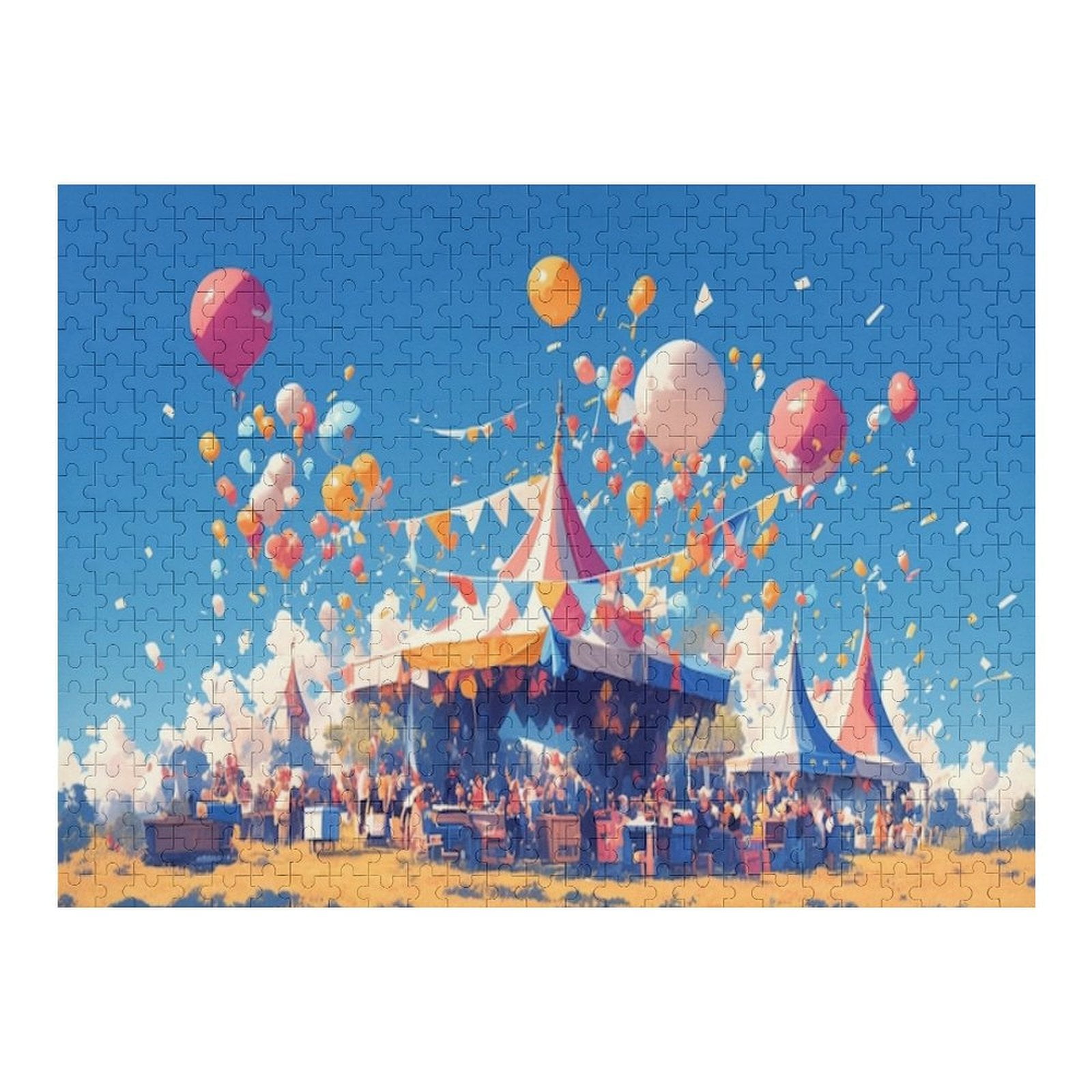 Jigsaw Puzzles - Colorful Balloons And Tents at An Outdoor Celebration ...