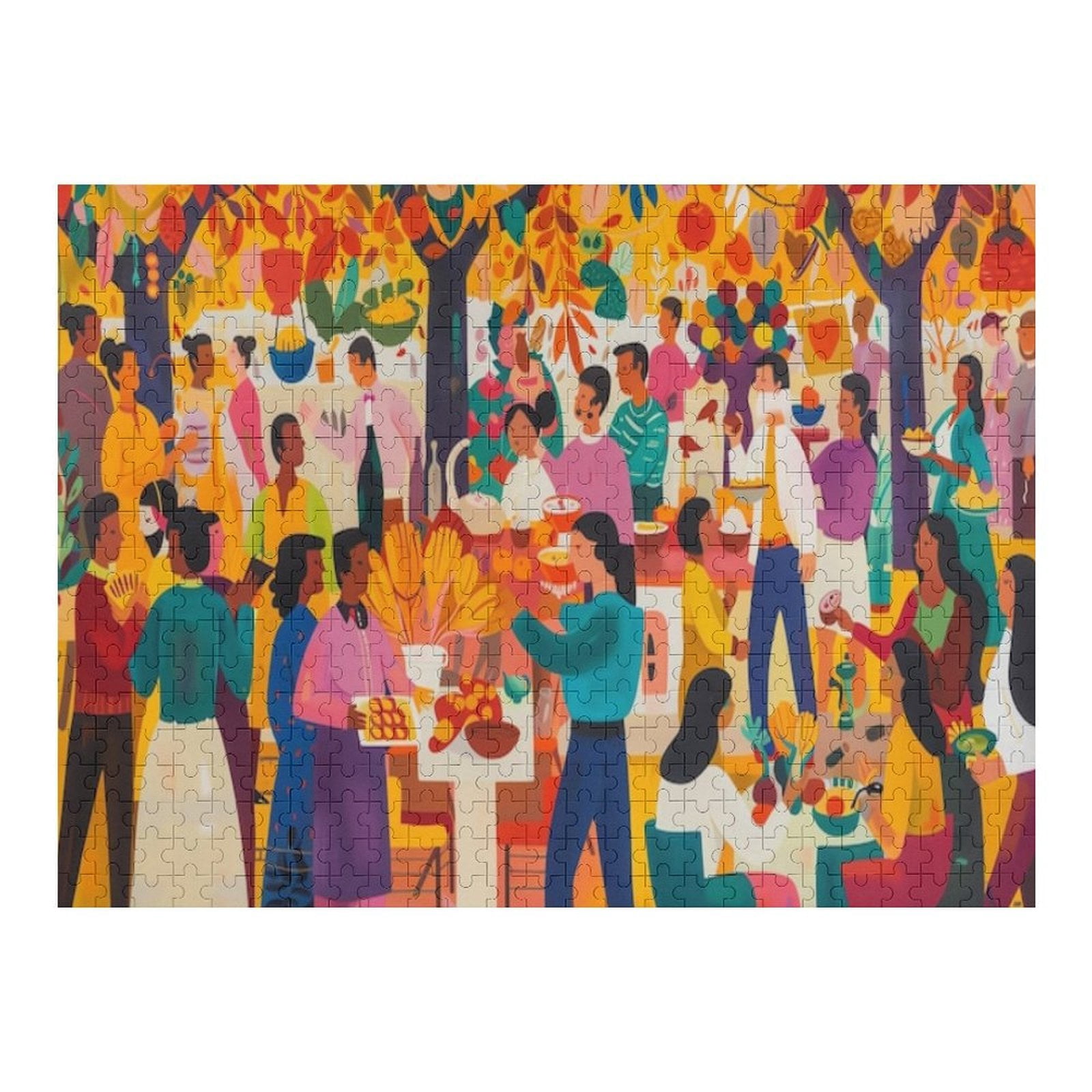 Jigsaw Puzzles - A Colorful Gathering of People Engaged in Food ...