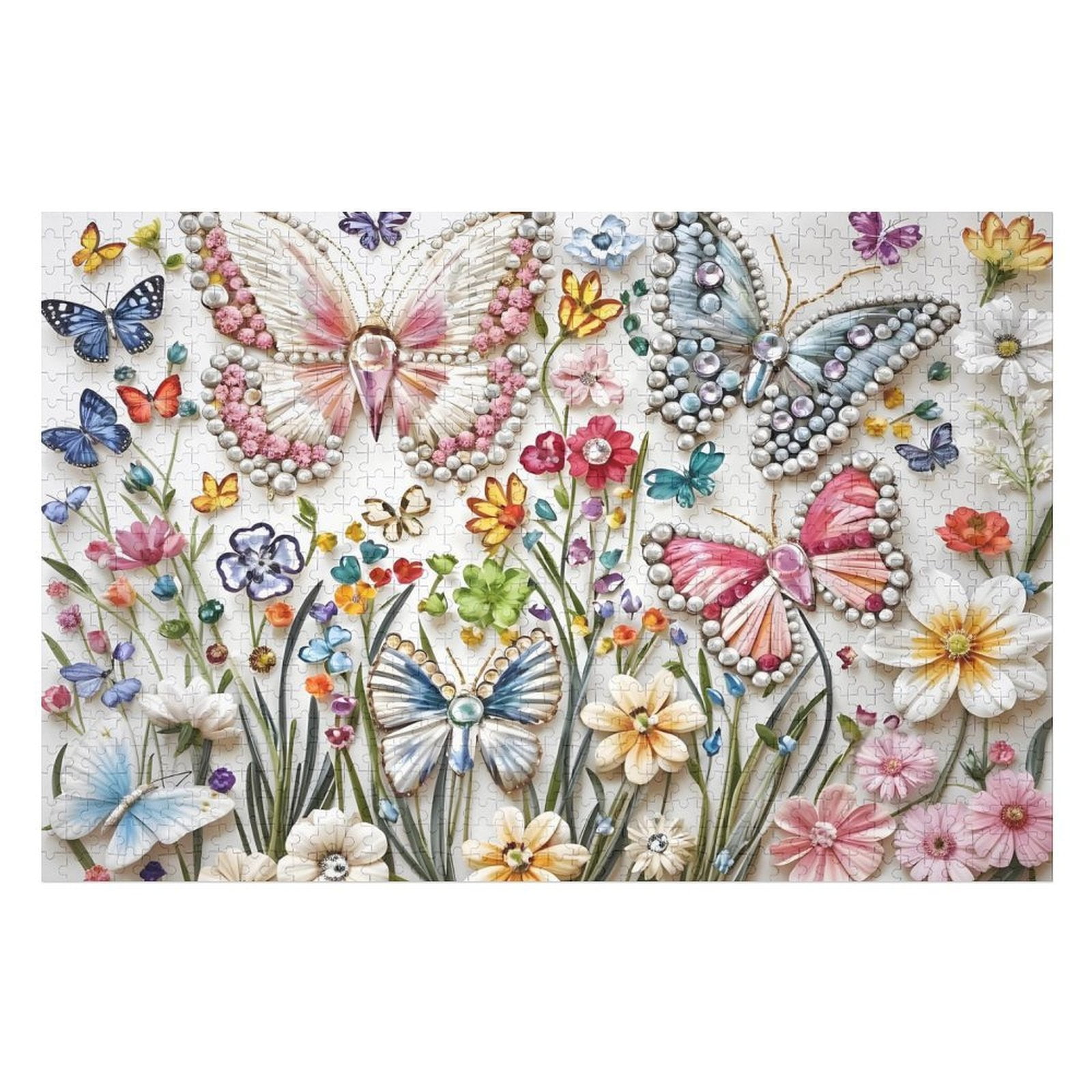 Jigsaw Puzzles - Decorative Arrangement of Colorful Flowers And Jeweled ...