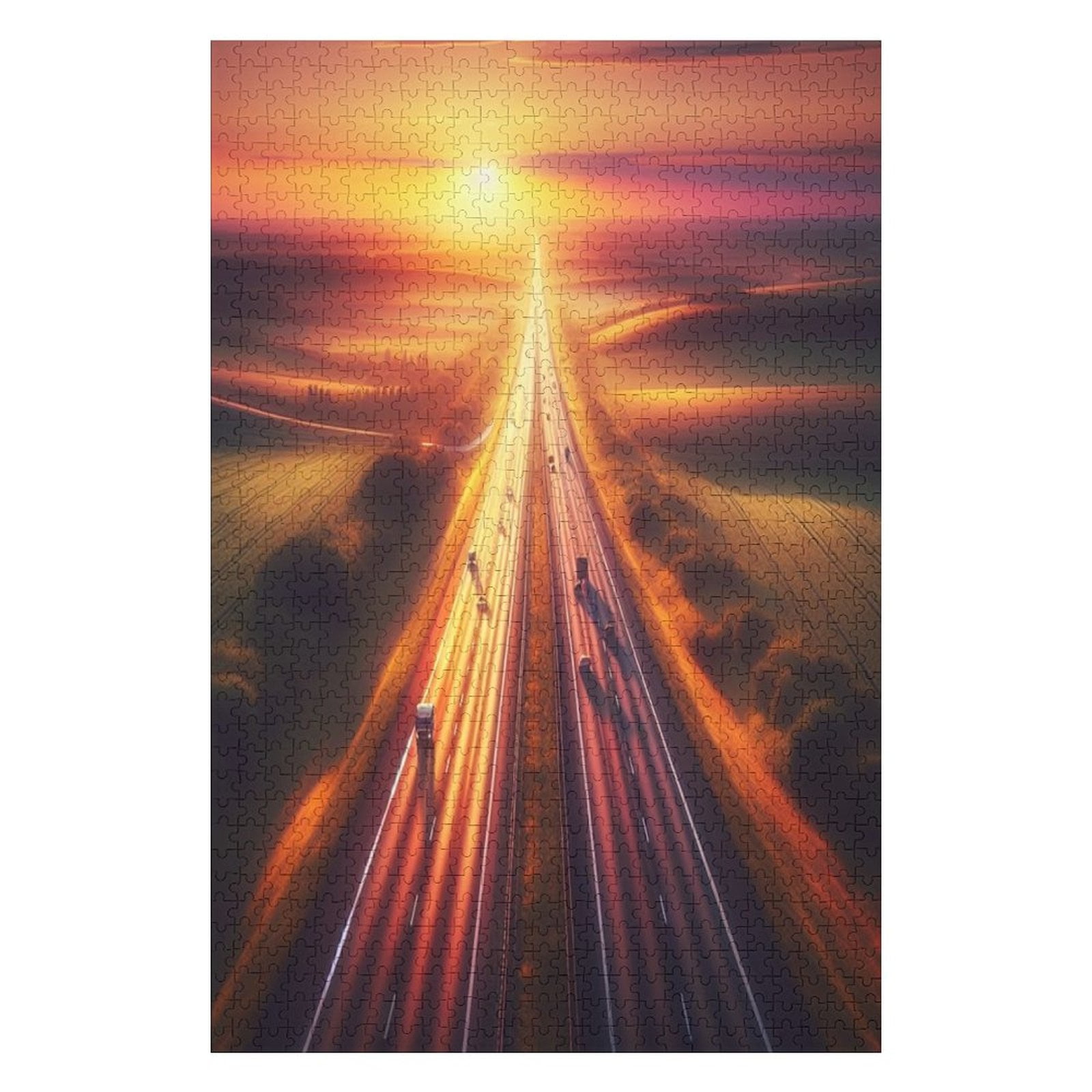 Jigsaw Puzzles Discover The Serenity Of A Quiet Sunset Highway Puzzle ...