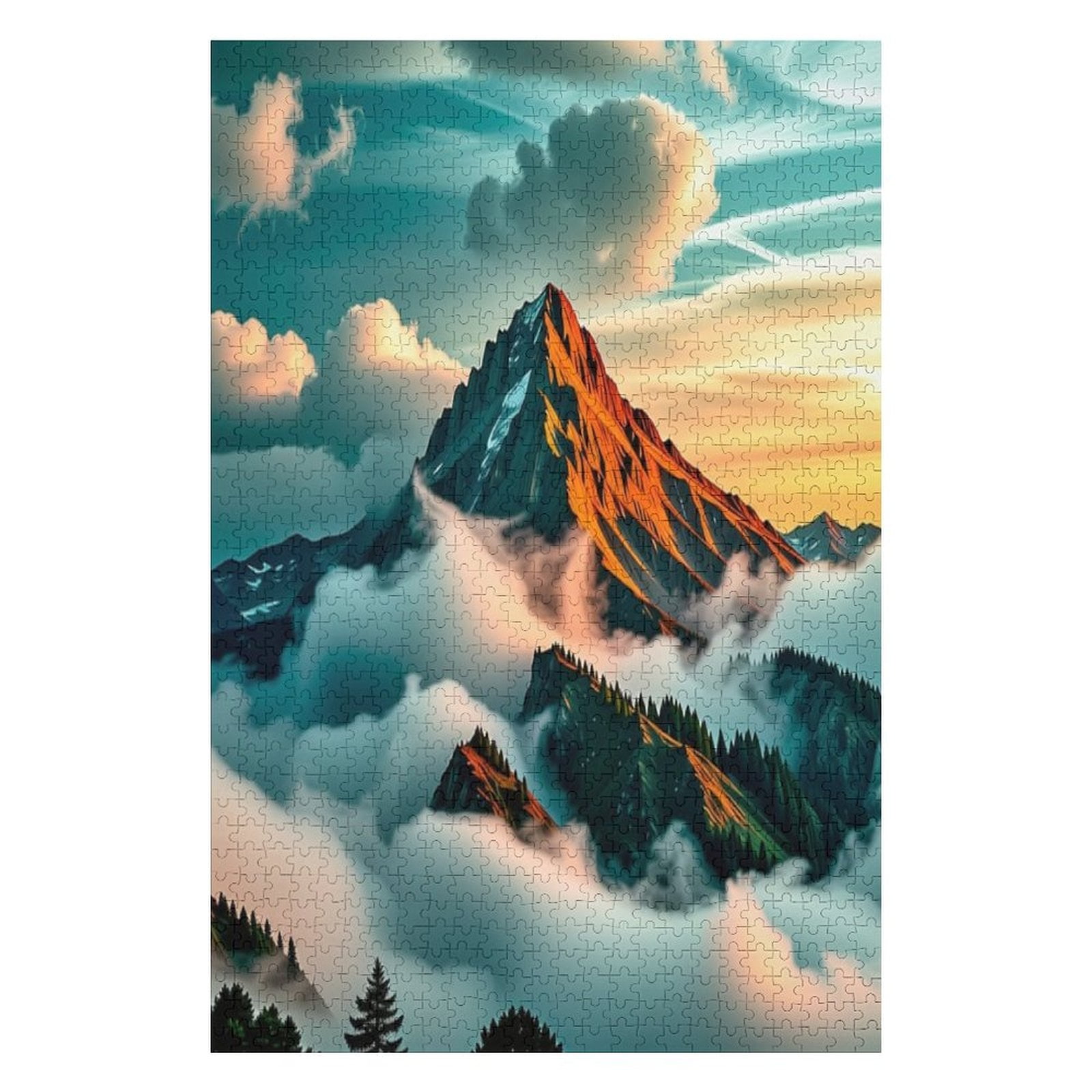 Jigsaw Puzzles Grand Mountain Peak Shrouded In Swirling Mist 500 Piece ...