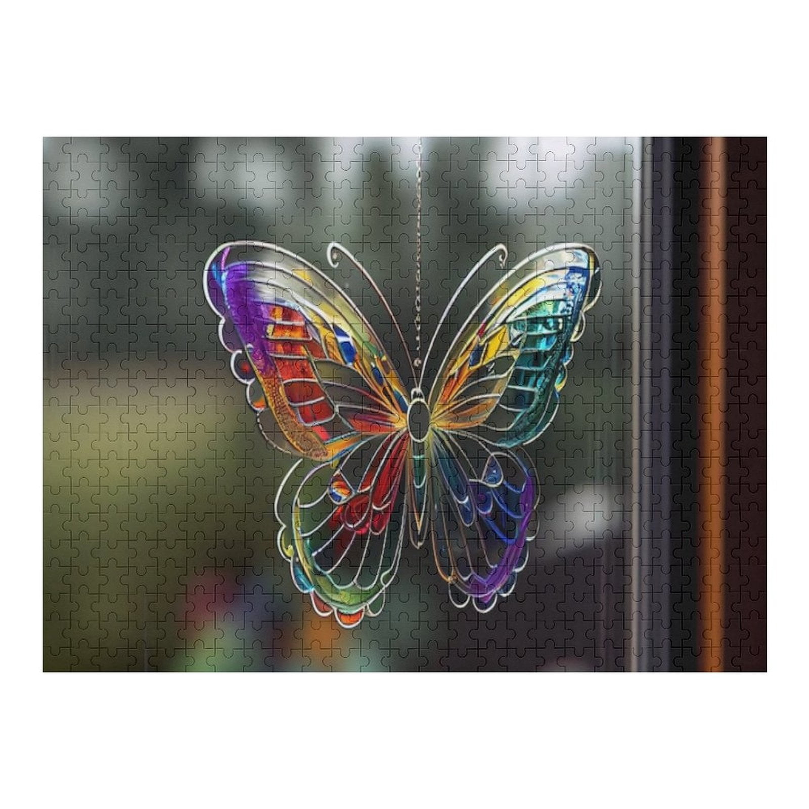 Jigsaw Puzzles - Hanging Stained - Glass Butterfly Decoration with ...