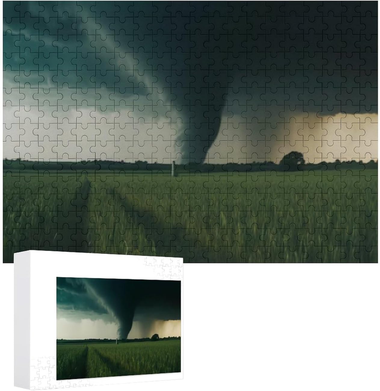 Jigsaw Puzzles, Kids A Large Tornado is in A Field with A Green Field ...