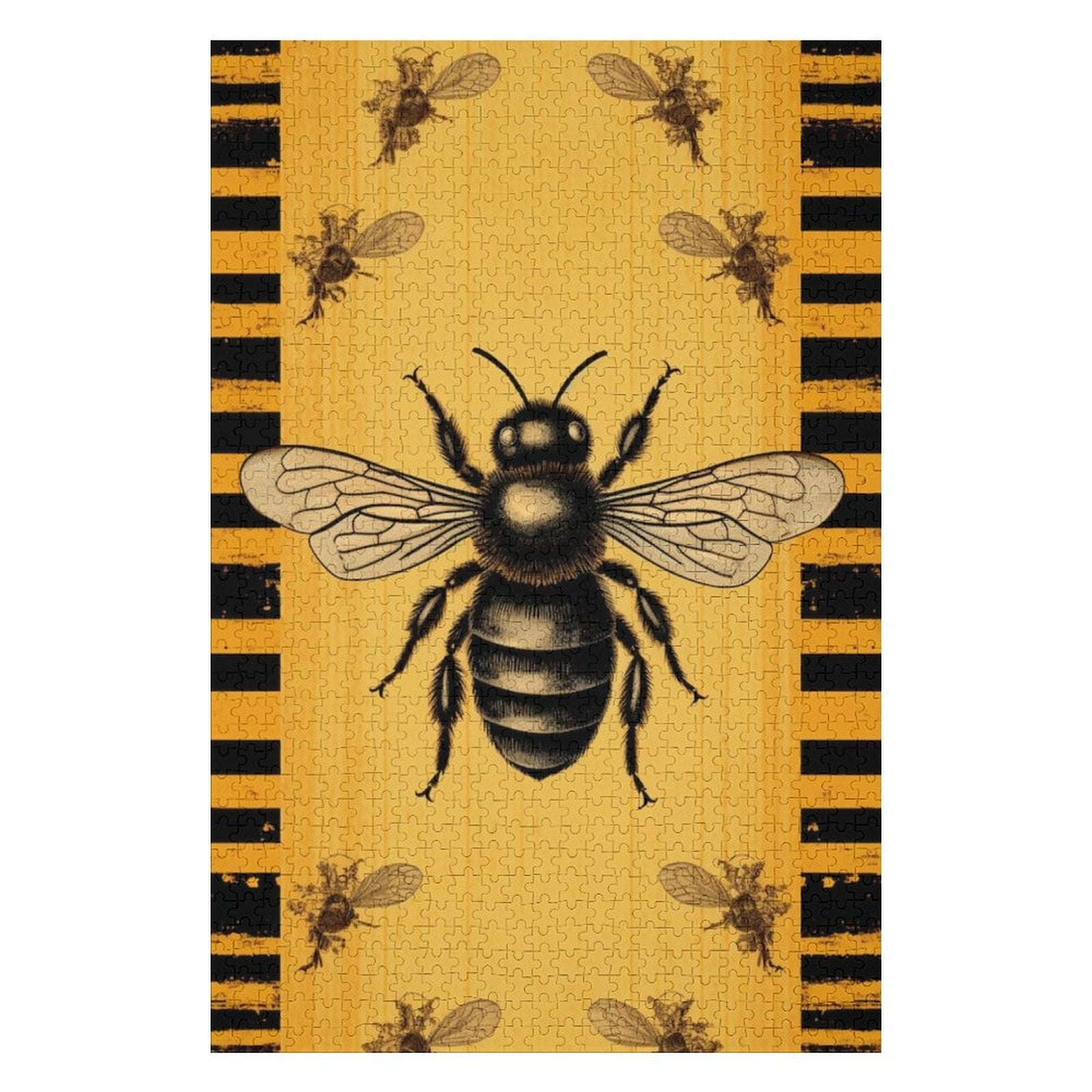 Jigsaw Puzzles - Large Black Bee on A Yellow Background with Smaller ...