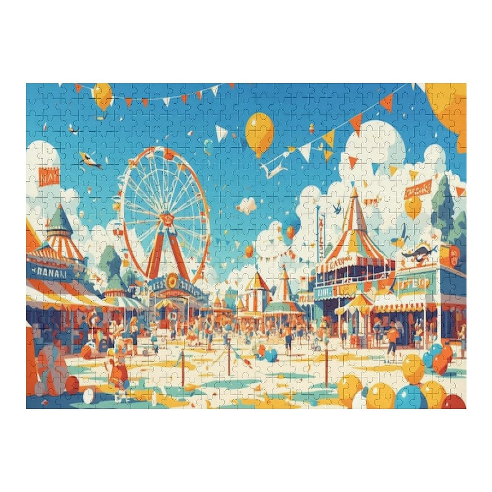 Jigsaw Puzzles - Lively Amusement Park with Ferris Wheel, Balloons And ...