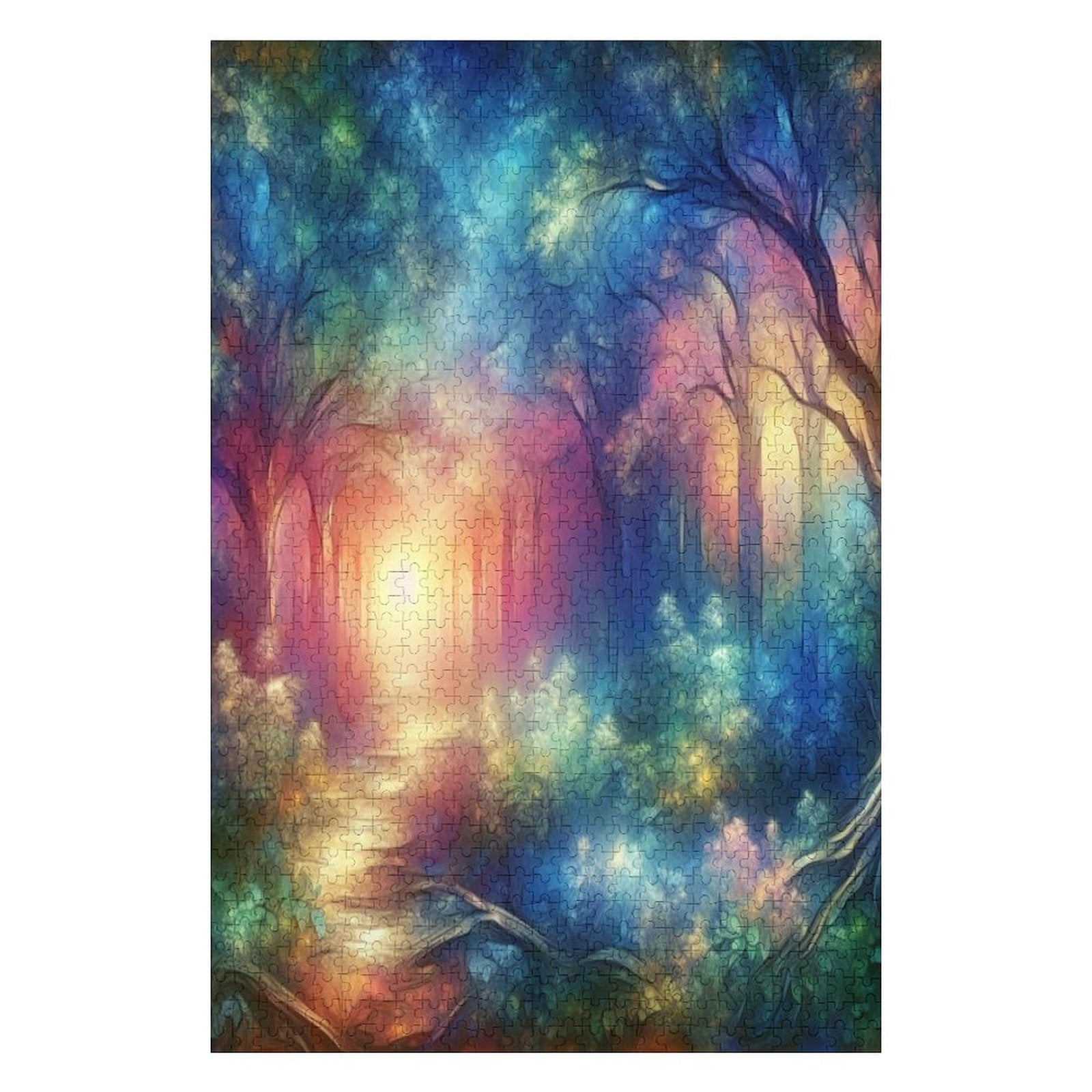 Jigsaw Puzzles A Mystical Forest Scene At Twilight Retro Collage Wooden ...