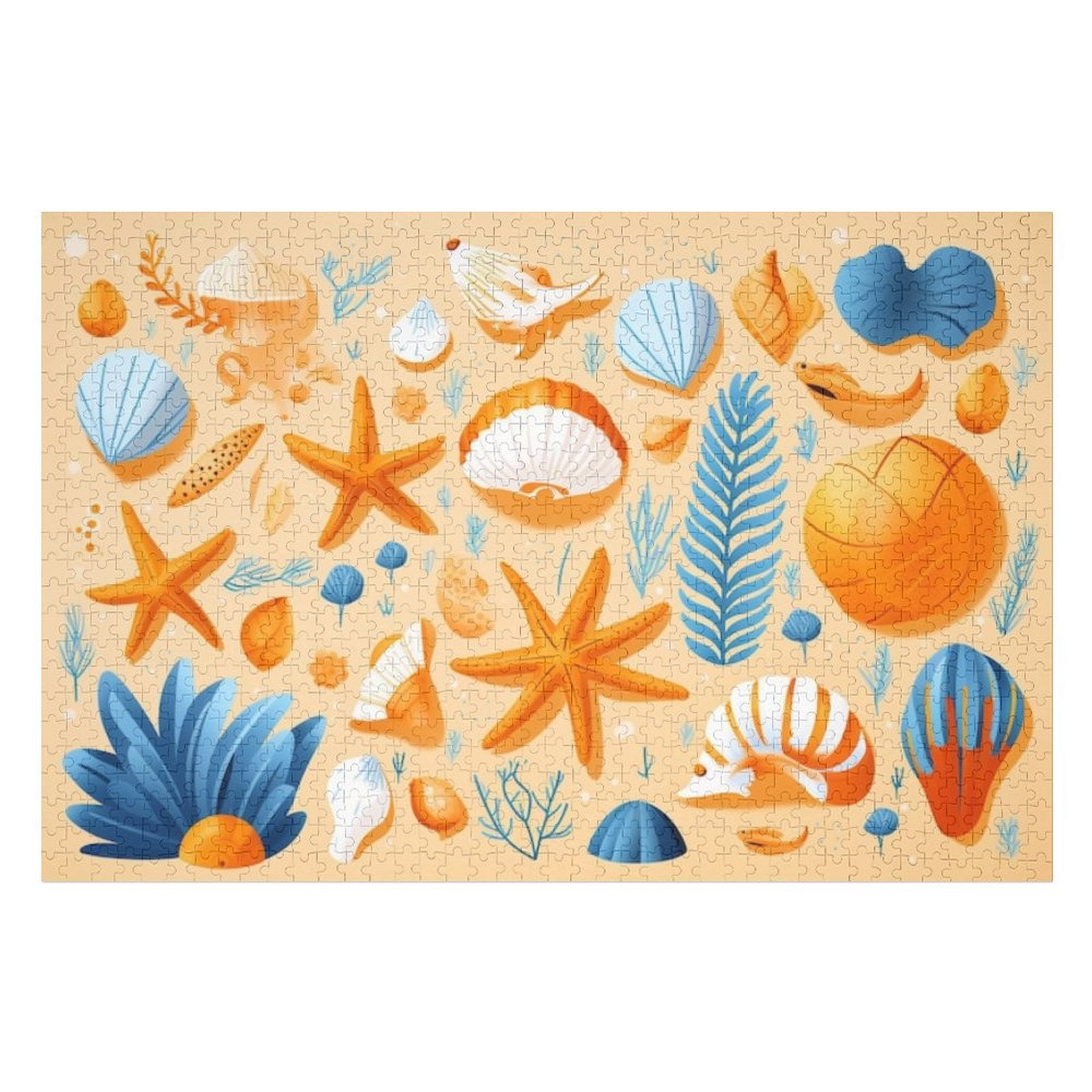 Jigsaw Puzzles- A Playful Arrangement of Seashells, Starfish And Sea ...
