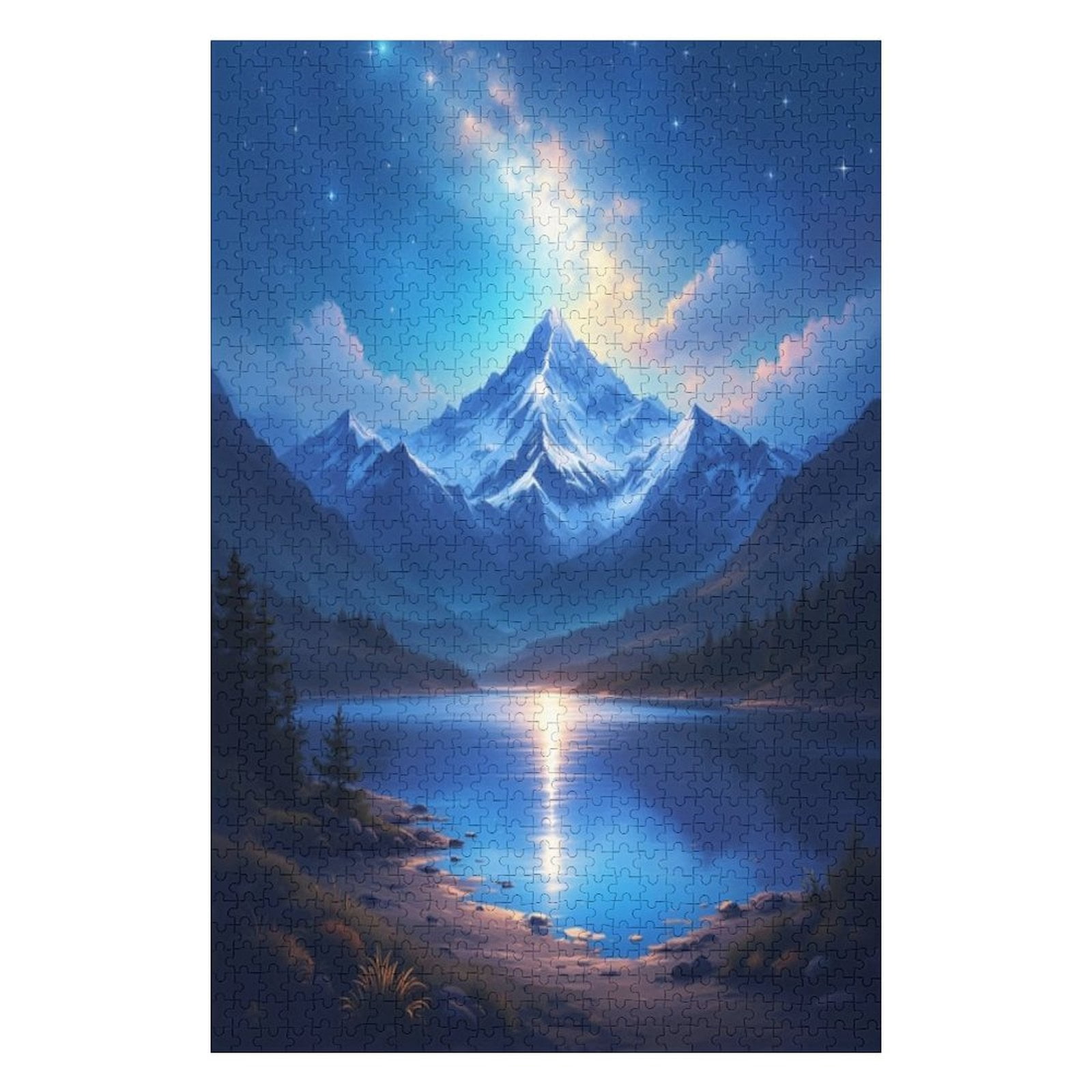 Jigsaw Puzzles Serene Mountain Landscape With Starry Sky Jigsaw Puzzles ...