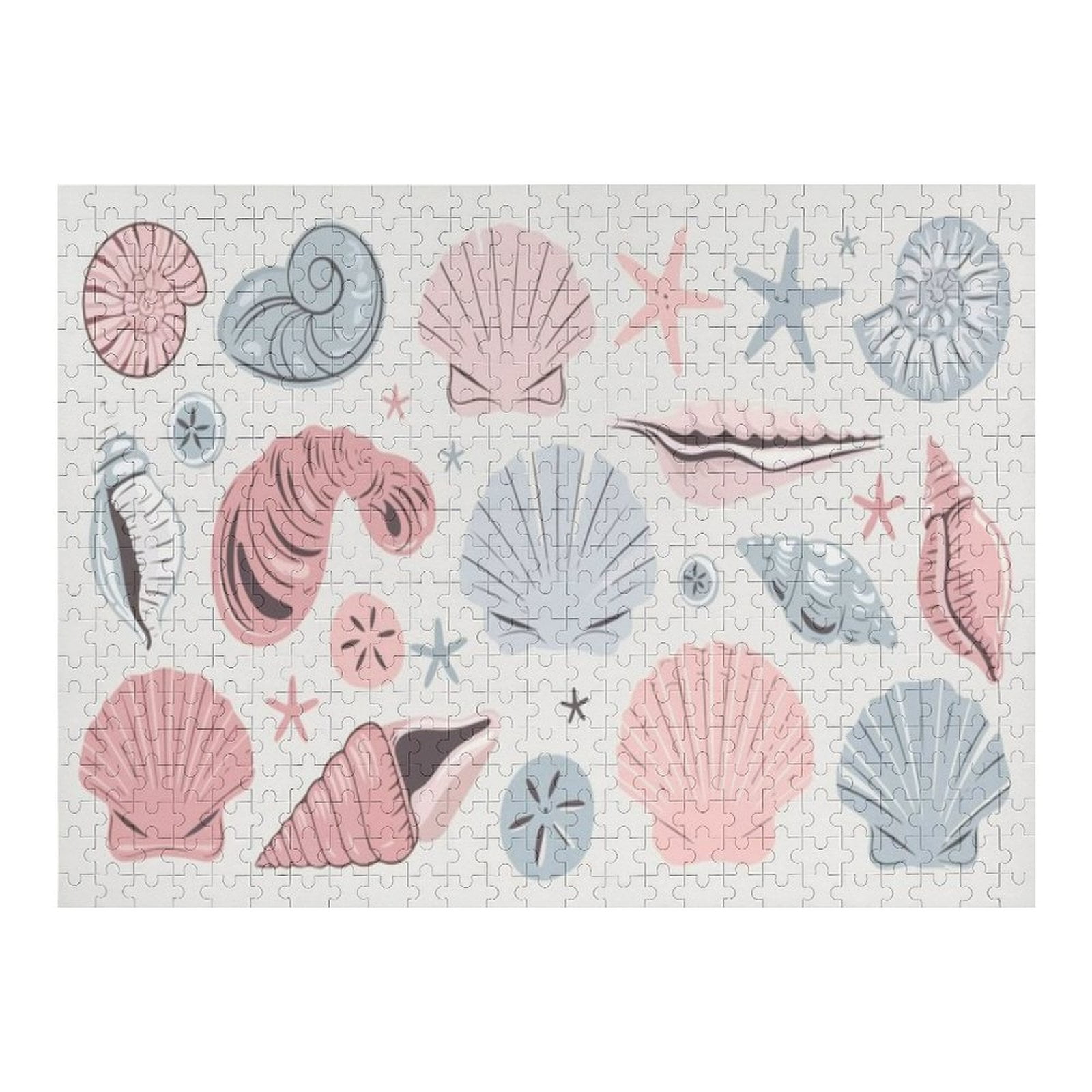 Jigsaw Puzzles- A Set of Illustrated Seashells And Starfish in Pastel ...