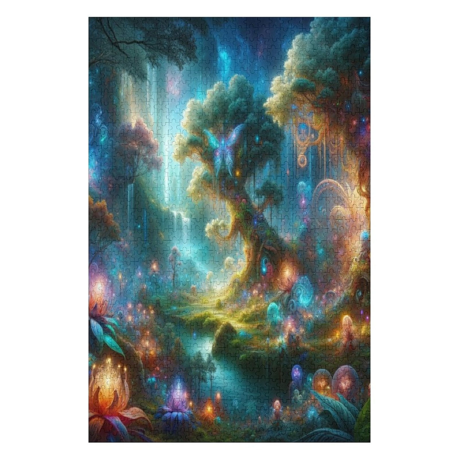 Jigsaw Puzzles Spectacular Mystical Forest View With Hidden Waterfall ...