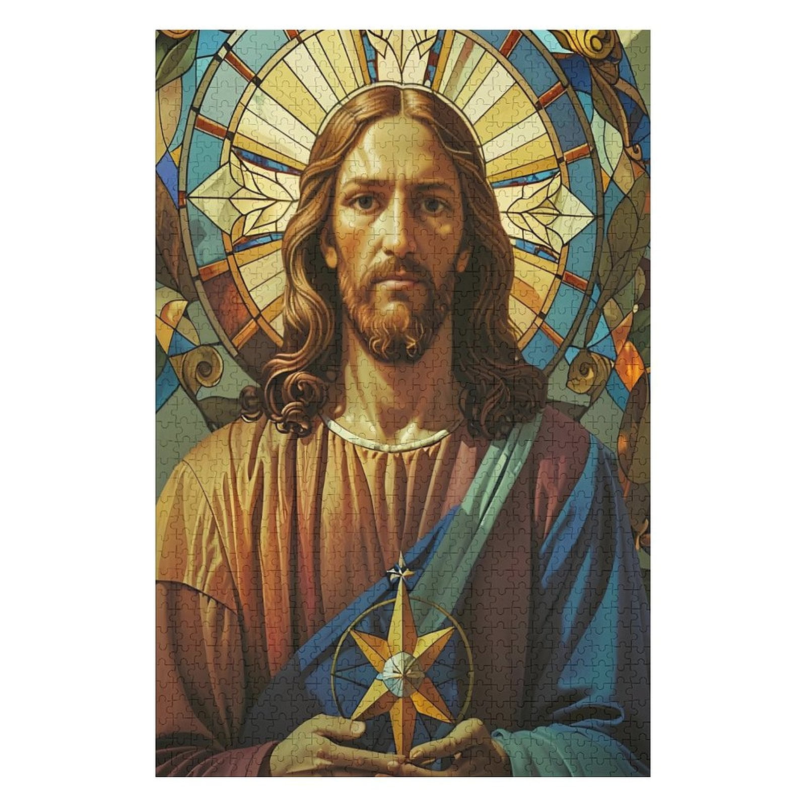 Jigsaw Puzzles - Stained - Glass - Style Depiction of A Figure with A ...
