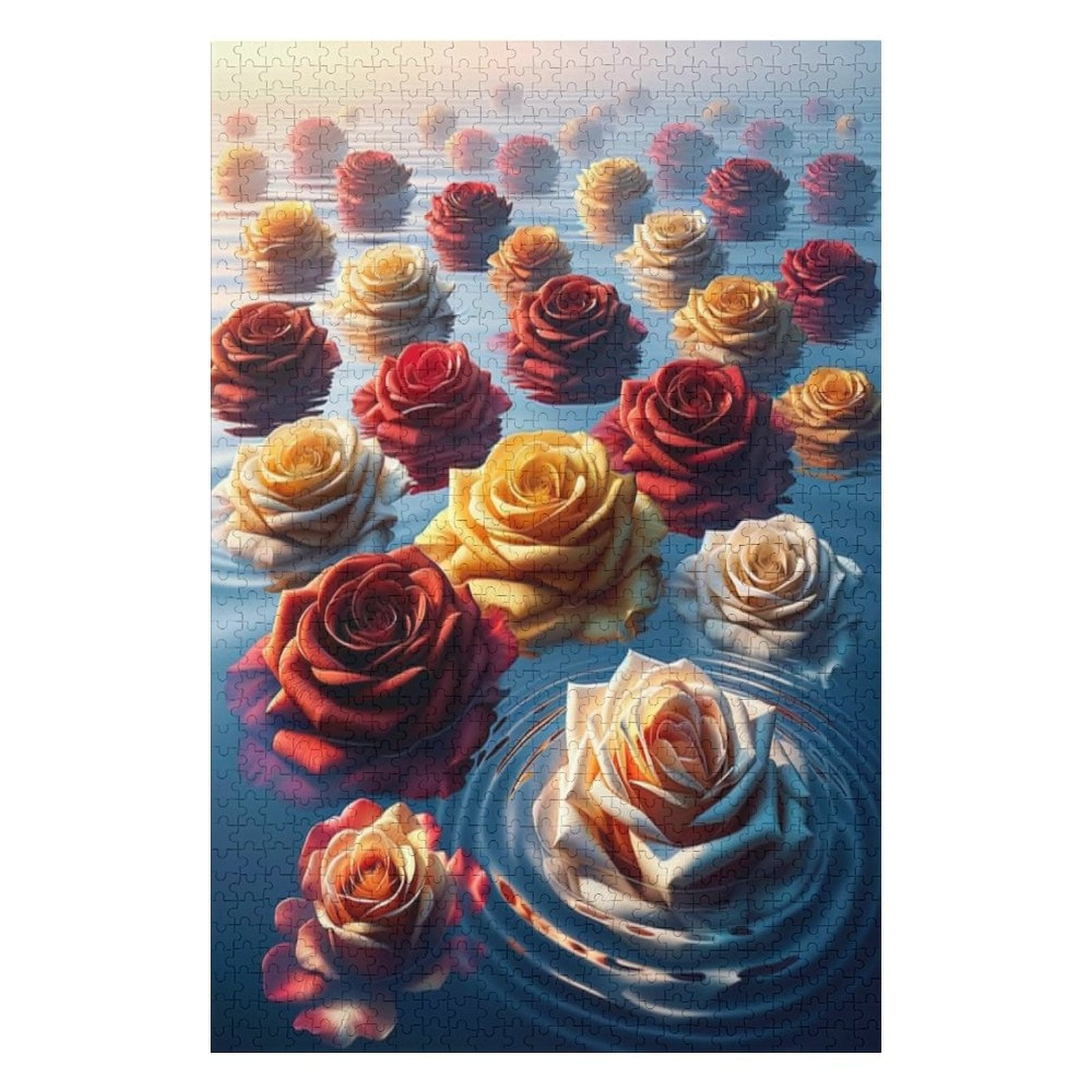 Jigsaw Puzzles Tranquil Floating Roses On Calm Blue Sea 1000 Piece ...