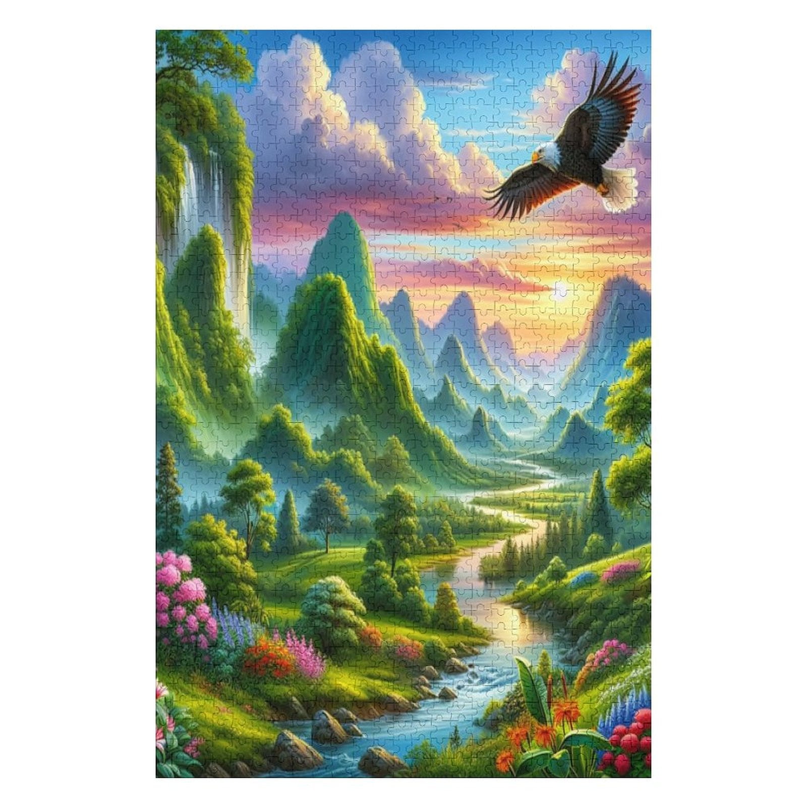 Jigsaw Puzzles Tranquil Natural Landscape With Soaring Eagle Jigsaw ...