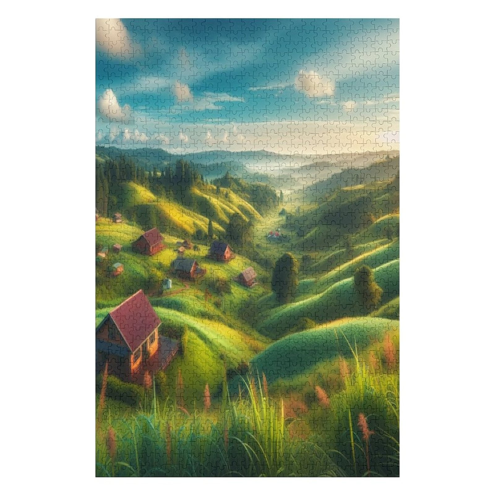 Jigsaw Puzzles Verdant Landscape & Rolling Hills Wooden Puzzle For ...