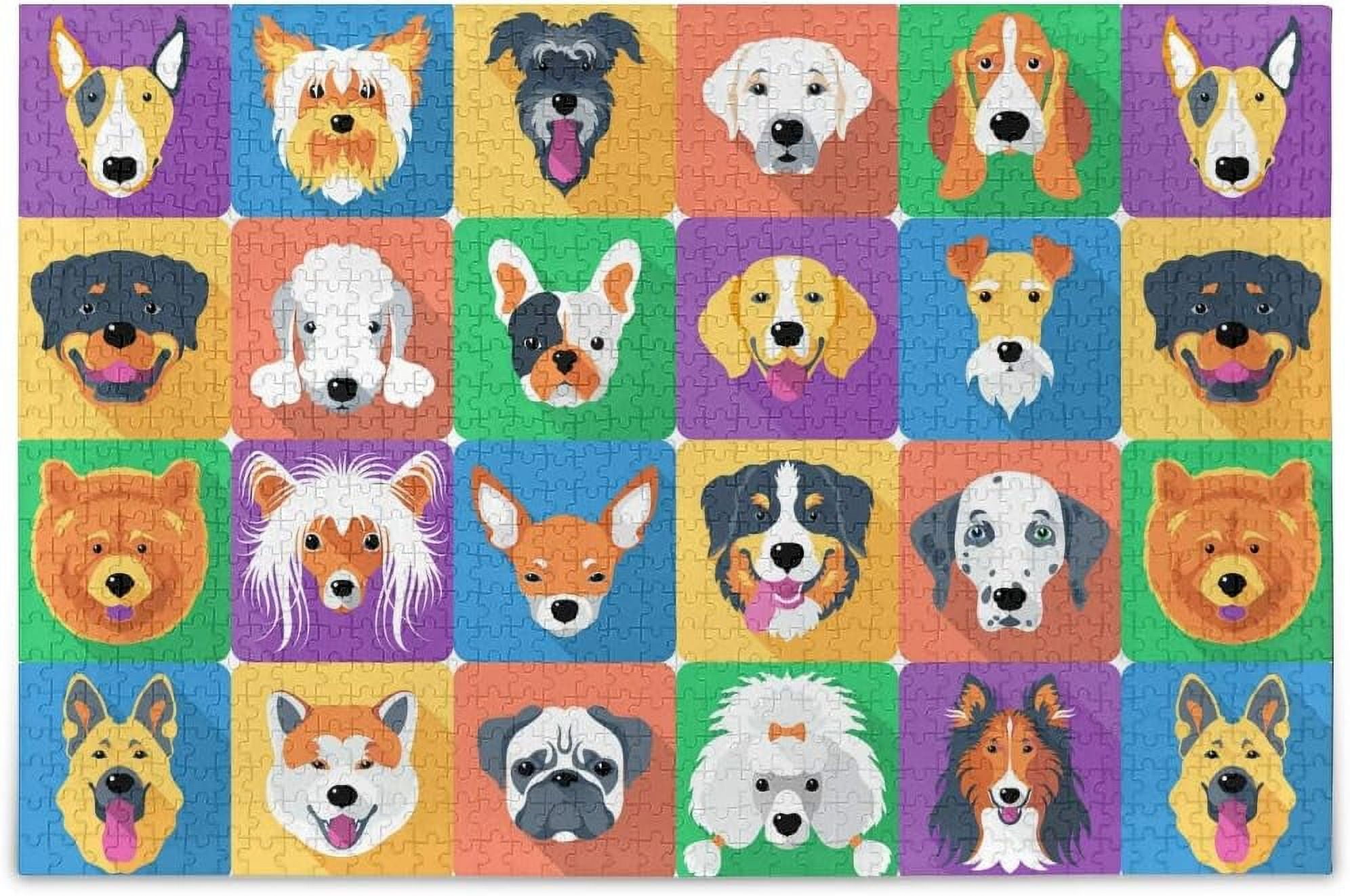 Jigsaw Puzzles for Adults 1000 Pieces Colorful Dog Animal , Die-Cut ...