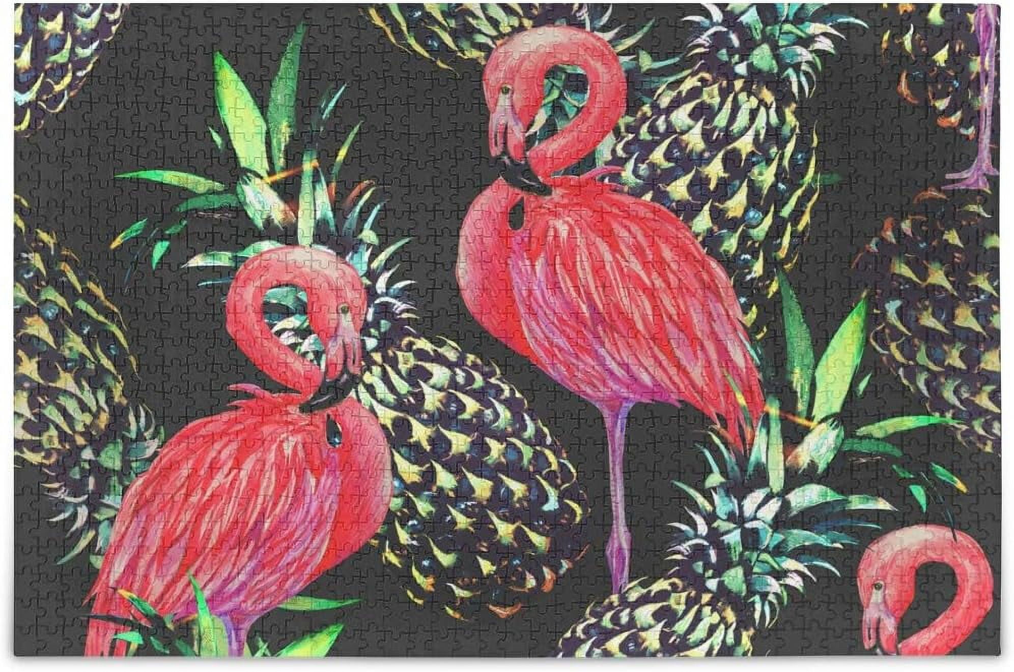 Jigsaw Puzzles for Adults 1000 Pieces Pink Flamingo Birds Pineapple ...