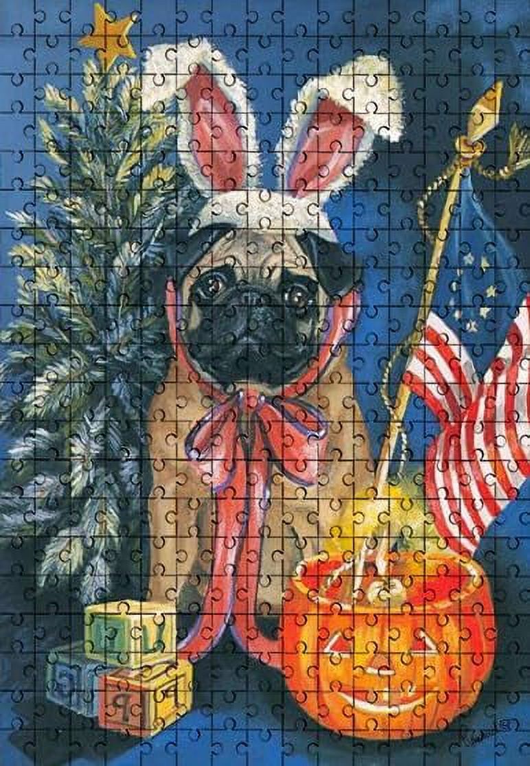 Jigsaw Puzzles for Adults 1000 Pieces Pug 4 Seasons Wooden Puzzle ...