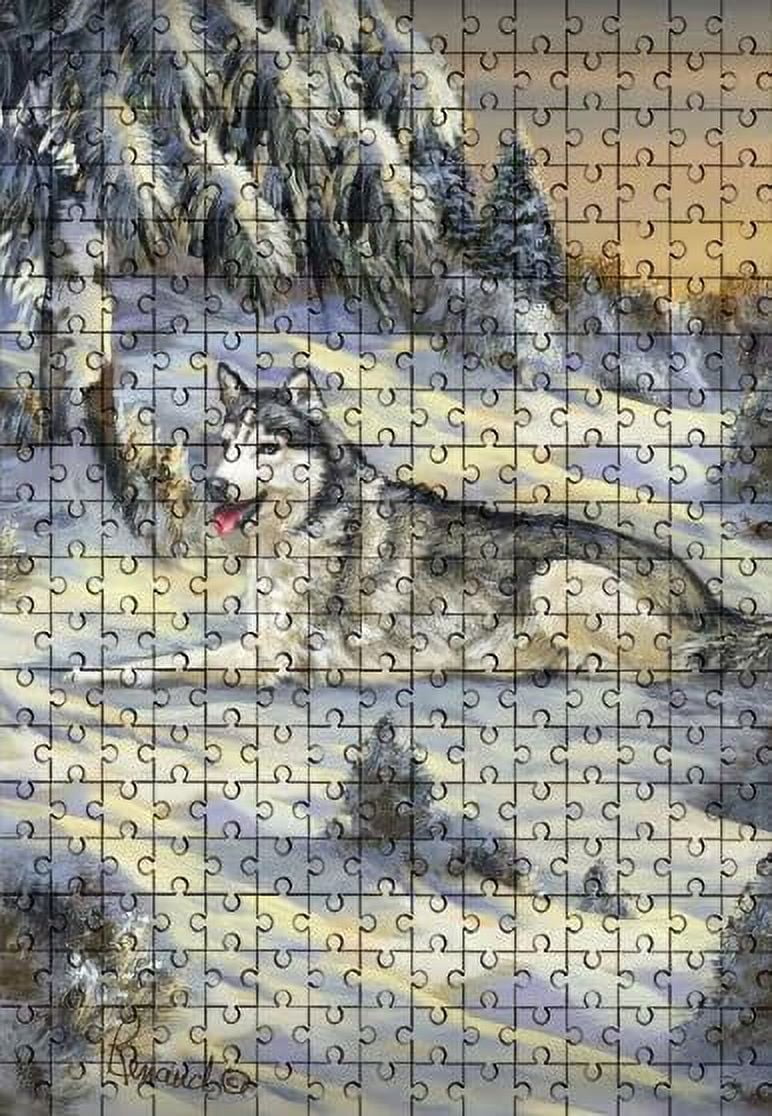 Jigsaw Puzzles for Adults 1000 Pieces Siberian Husky Winterscape Wooden ...