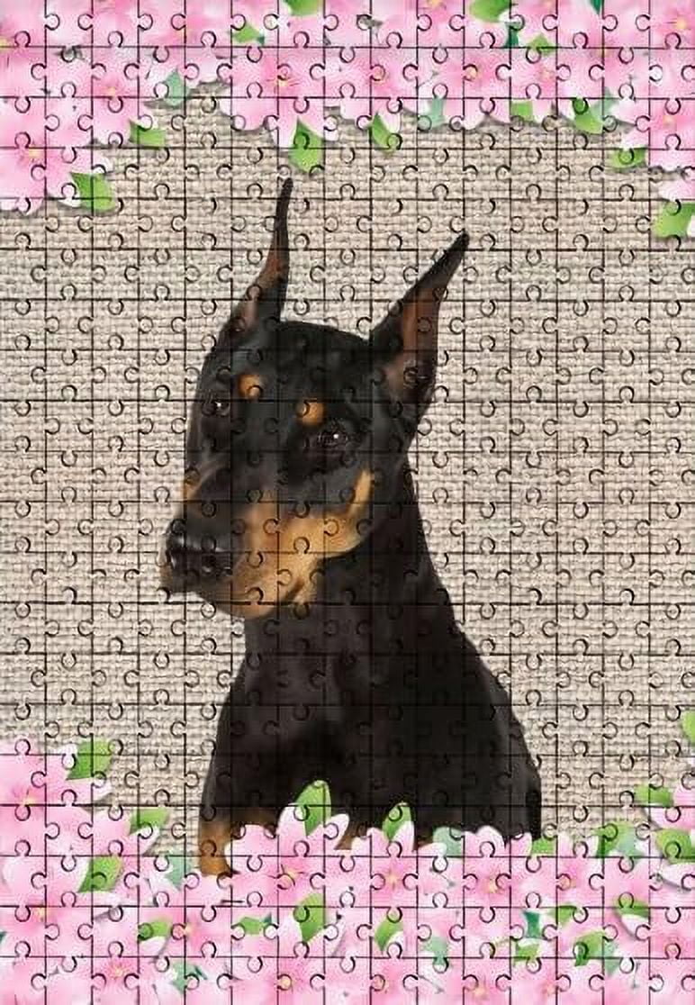 Jigsaw Puzzles for Adults 300 Pieces Spring Flowers Doberman Wooden ...