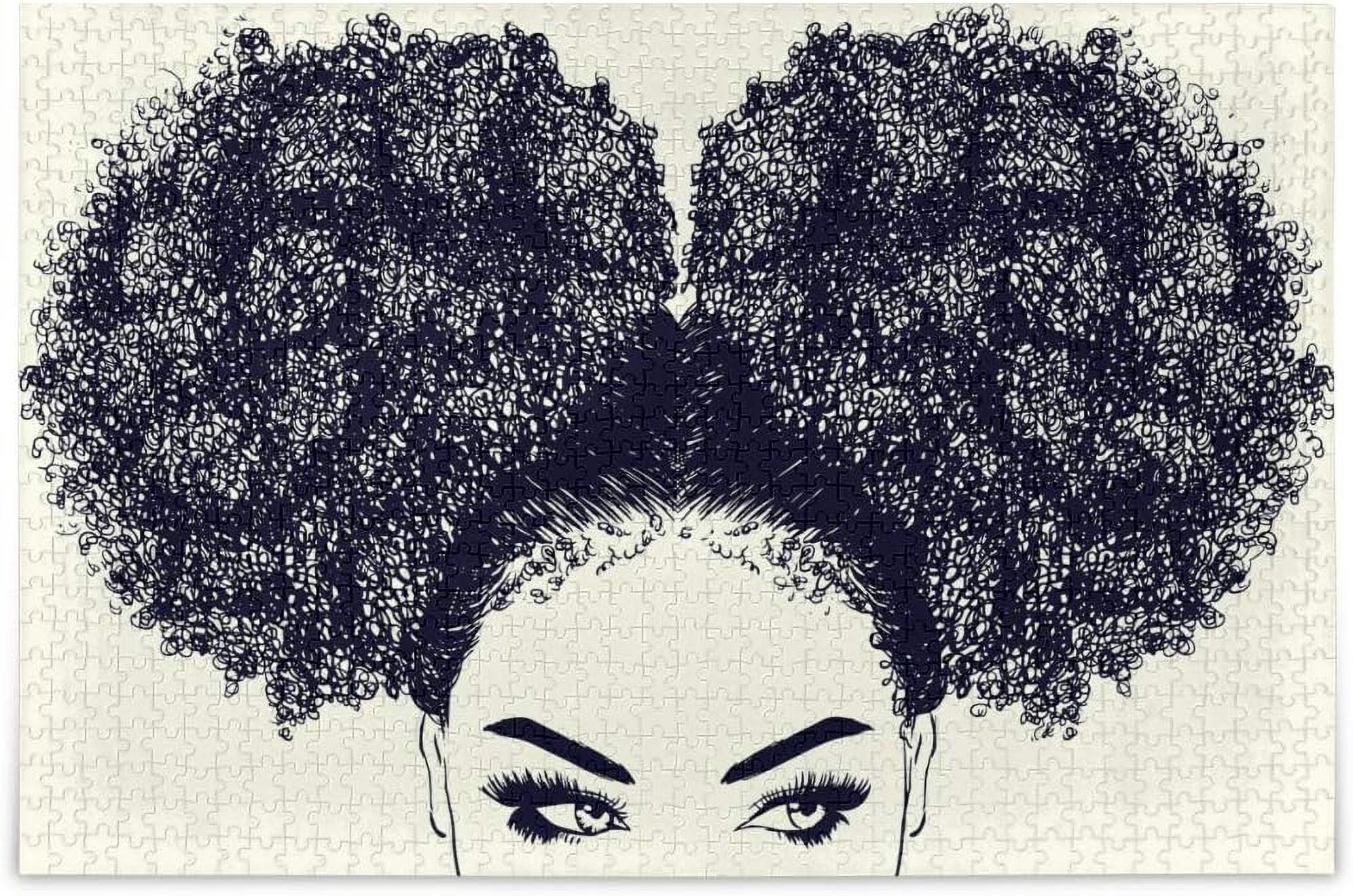 Jigsaw Puzzles for Adults 500 Pieces African American Woman with Curly ...