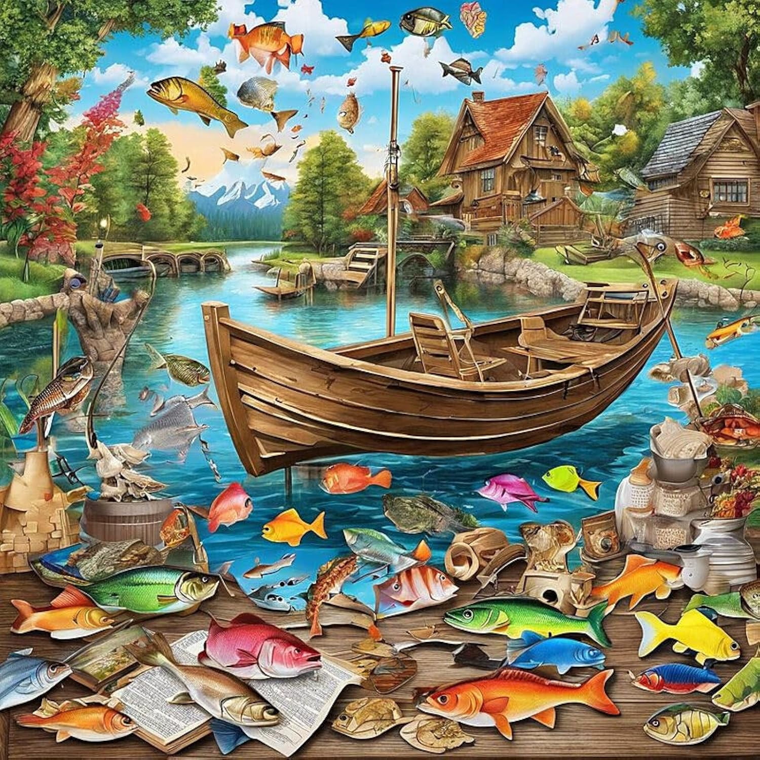 Jigsaw Puzzles for Adults 500 Pieces,Fishing Knowledge Right Rod Funny ...