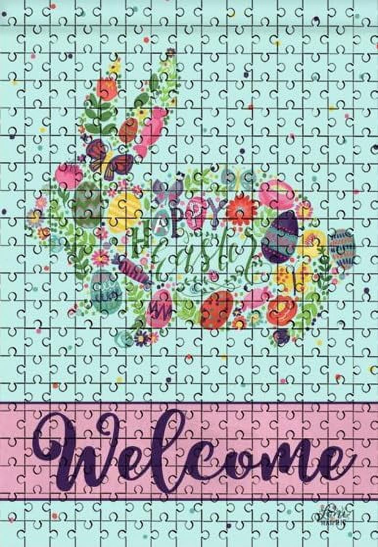 Jigsaw Puzzles for Adults 500 Pieces Happy Easter Bunny Welcome Wooden ...