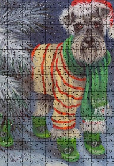 Jigsaw Puzzles for Adults 500 Pieces Schnauzer Snow Day Wooden Puzzle ...