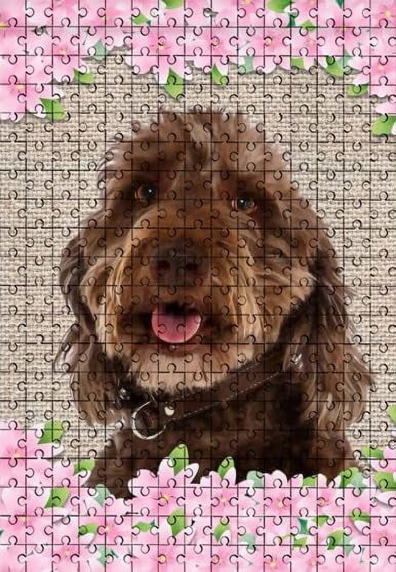 Jigsaw Puzzles for Adults 500 Pieces Spring Flowers Labradoodle Wooden ...
