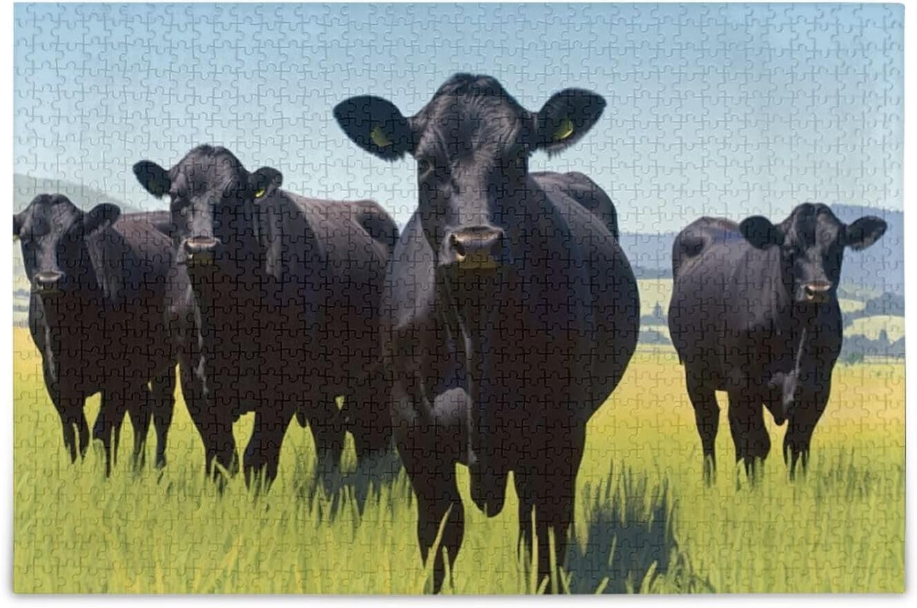 Jigsaw Puzzles for Adults, Black Cows Puzzles Game for Family Holiday ...