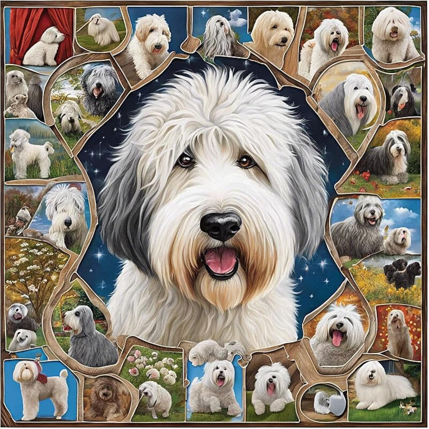 Jigsaw Puzzles for Adults1000 Pieces Old English Sheepdog Lucy Wooden ...