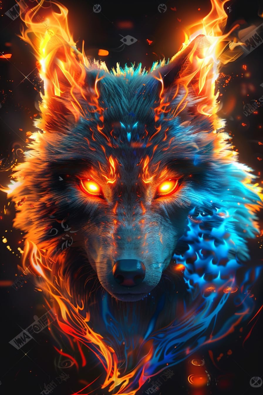 Jigsaw Wooden puzzle 1000 pieces Burning Wolf Puzzles for Adults ...