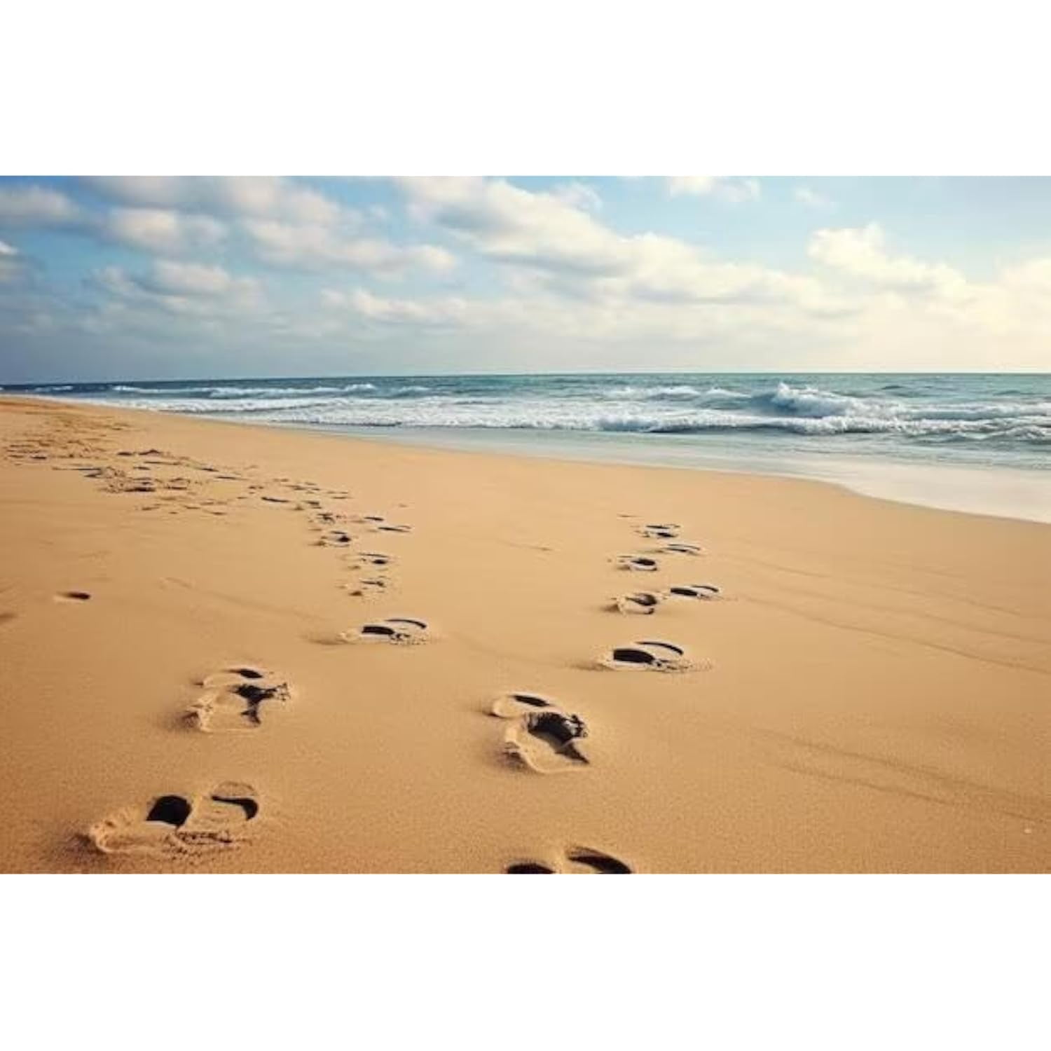Jigsaw Wooden puzzle 1000 pieces Footprints in The Sand with Blue Ocea ...