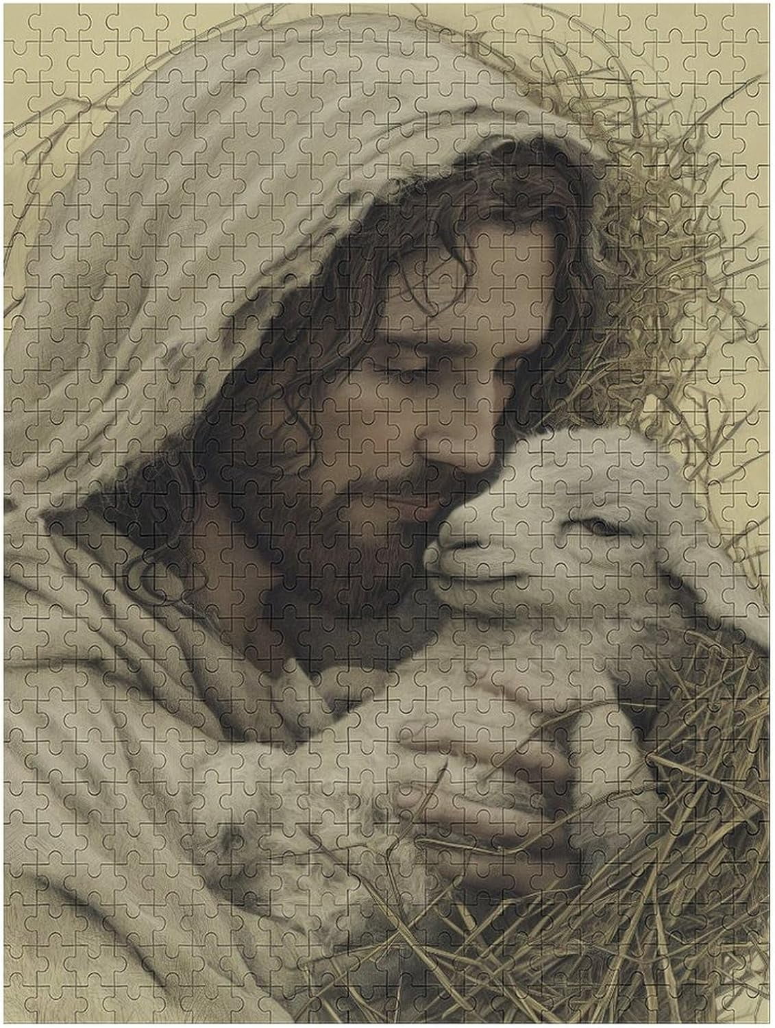 Jigsaw Wooden puzzle 1000 pieces Jesus Holding A Baby Lamb Wooden ...
